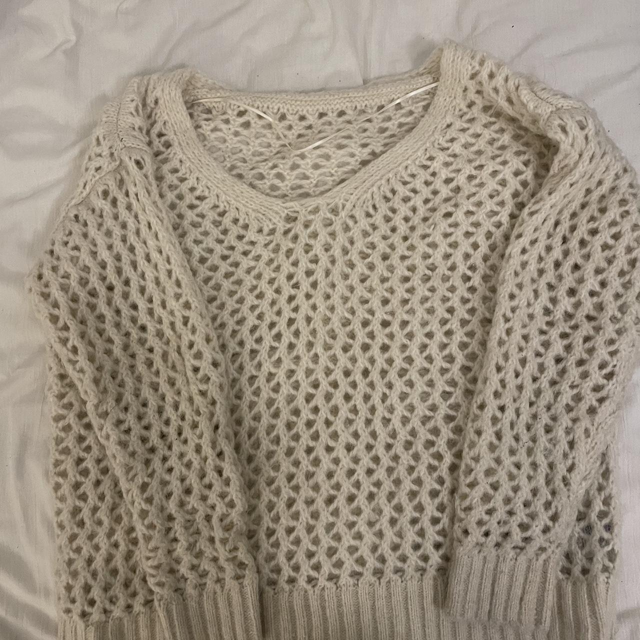 Mesh wool-like sweater #coquette #cottagecore - Depop