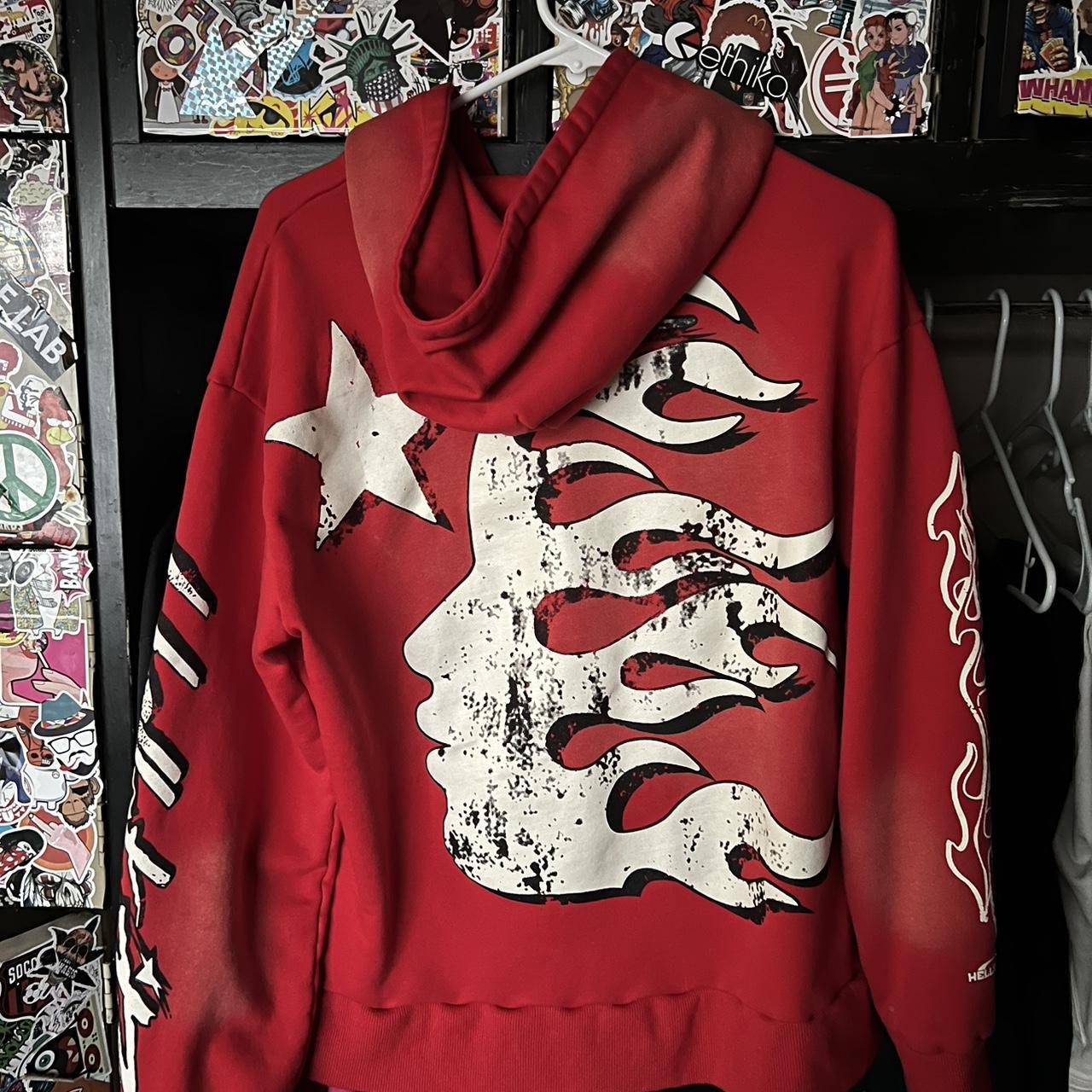 Hellstar Hoodie red small authentic - Depop