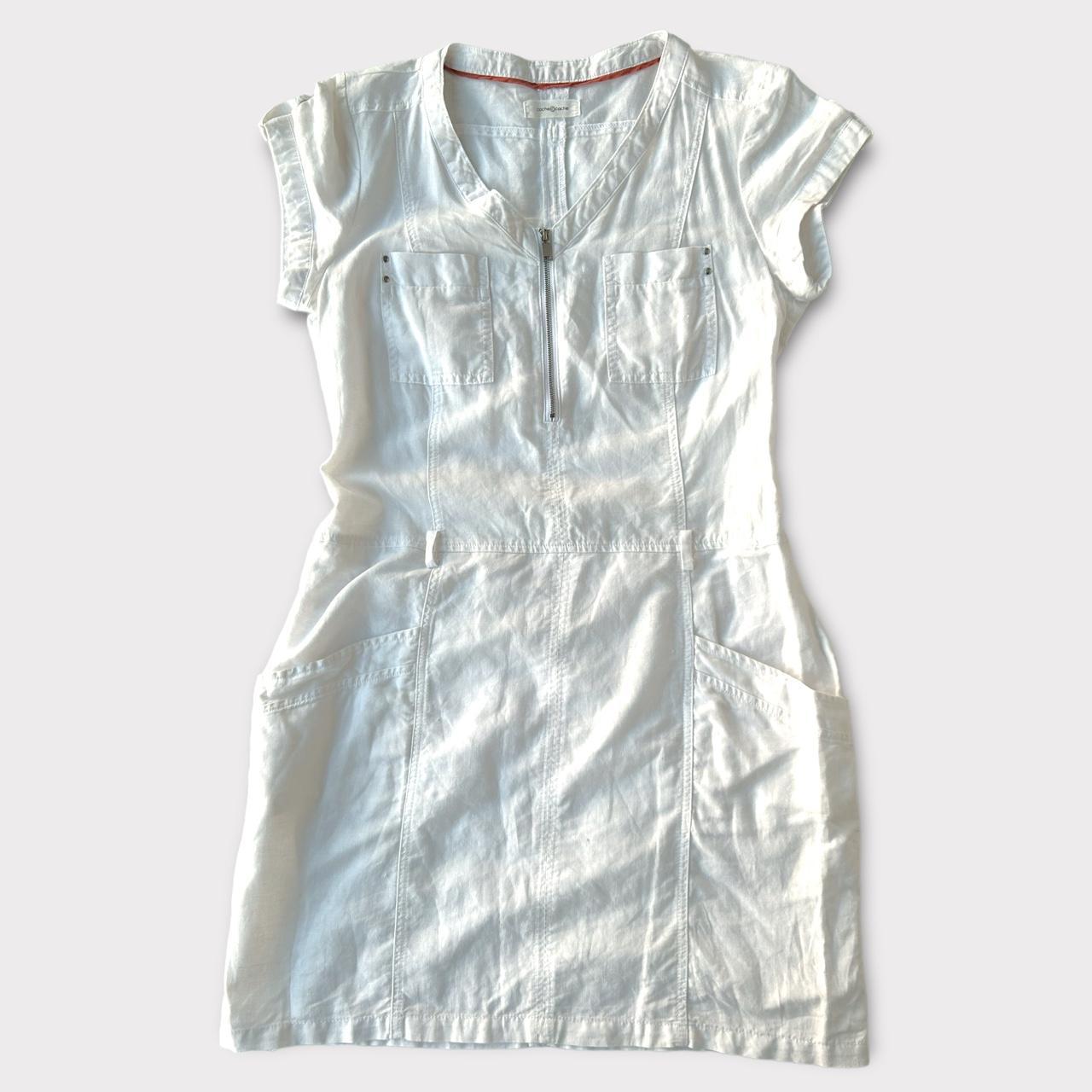 Cache cache white cargo dress with half zip The... - Depop