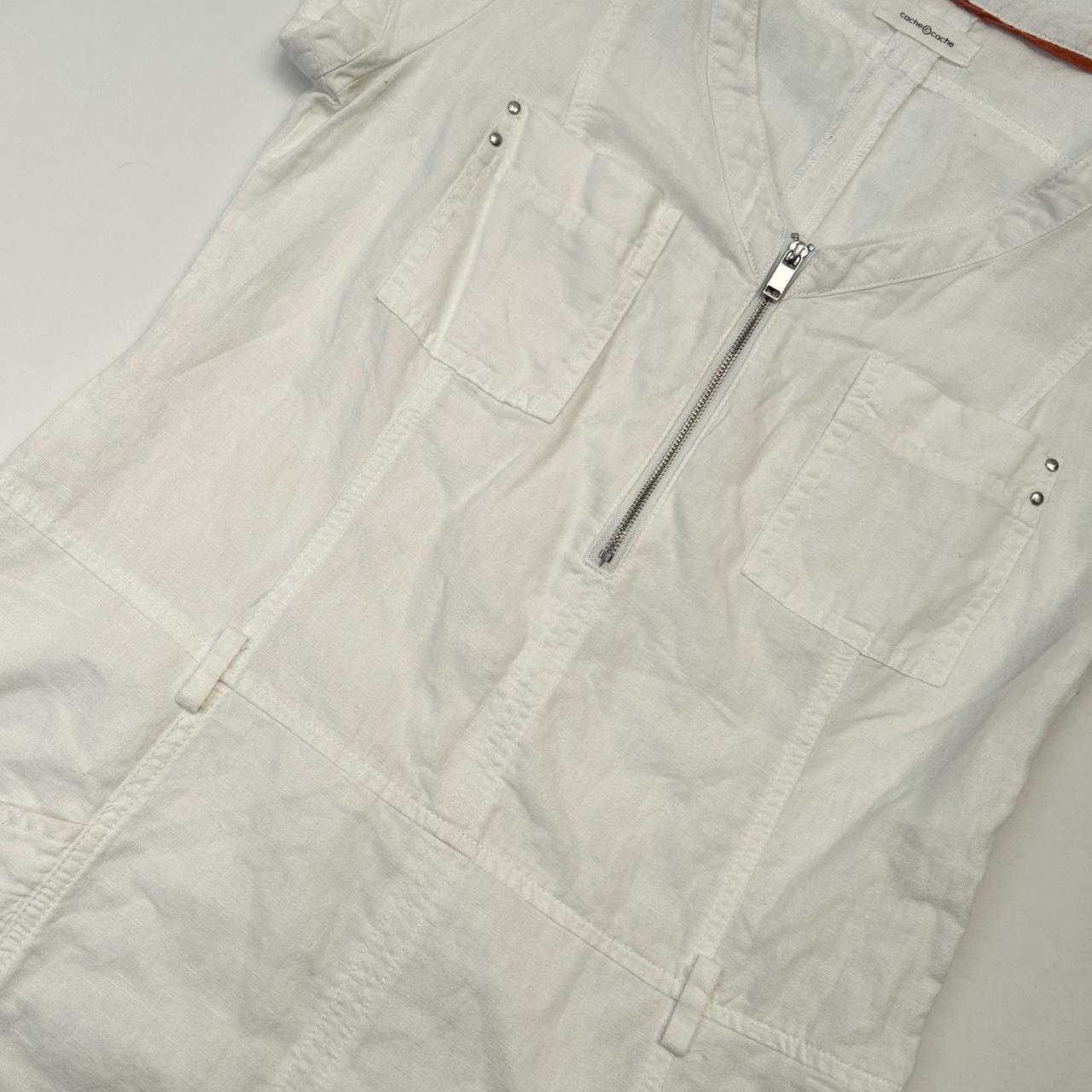 cache cache white cargo summer dress with half zip -... - Depop