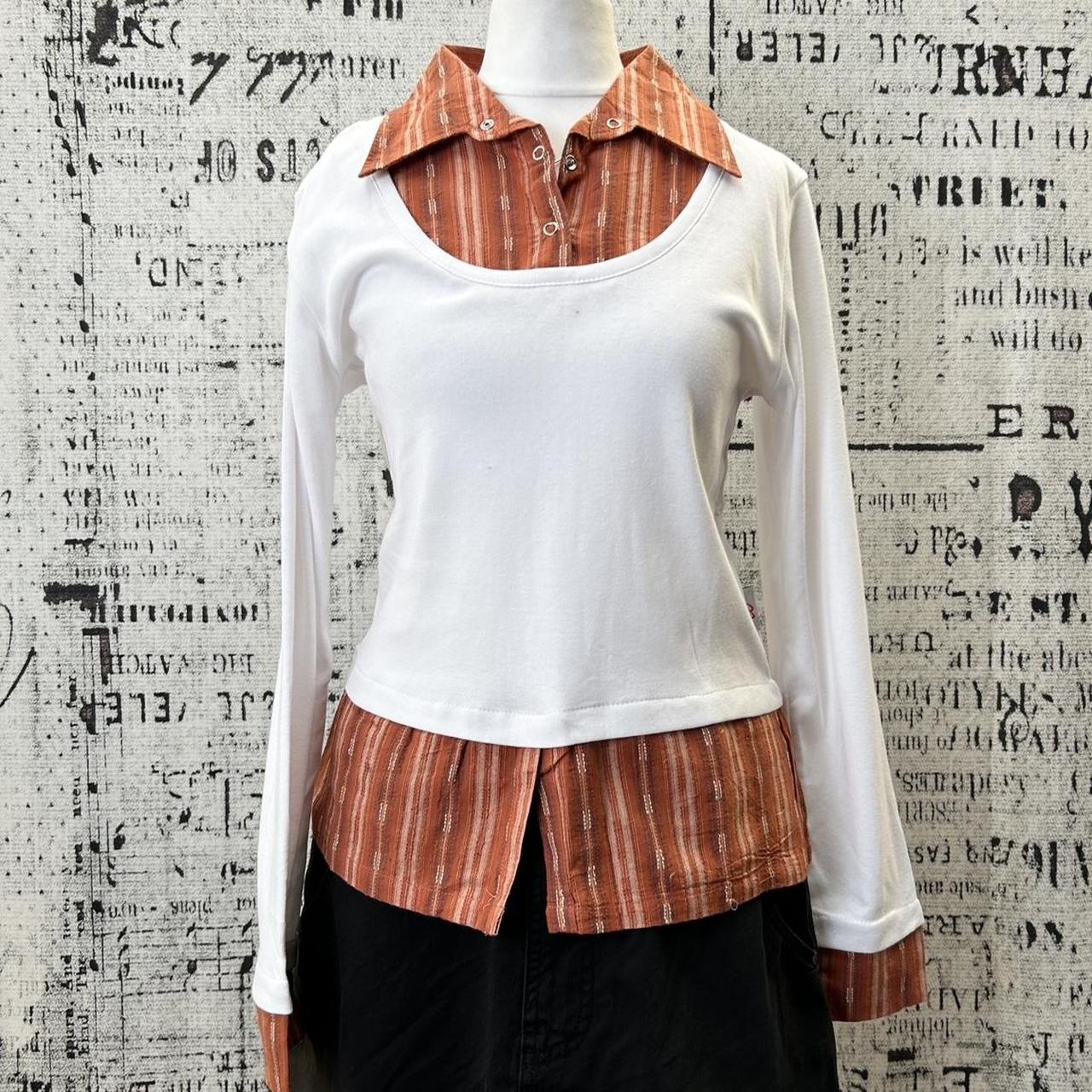 deadstock 90s preppy faux double layer effect... - Depop