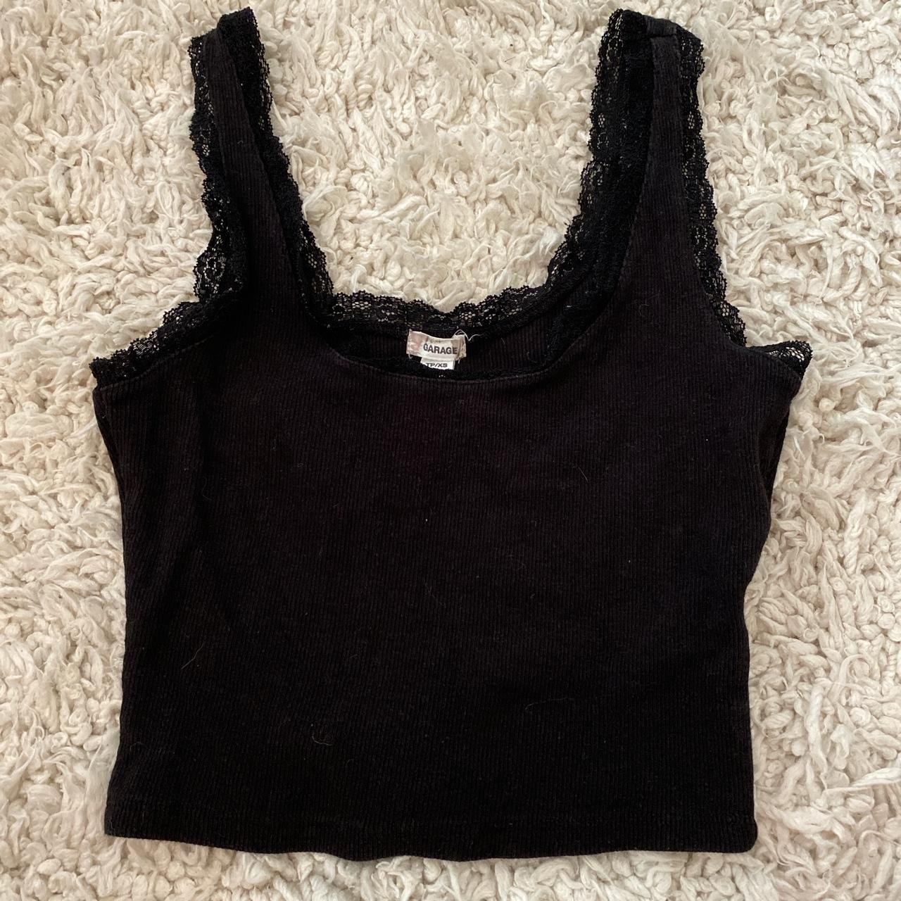 Lace black garage tank top - Depop