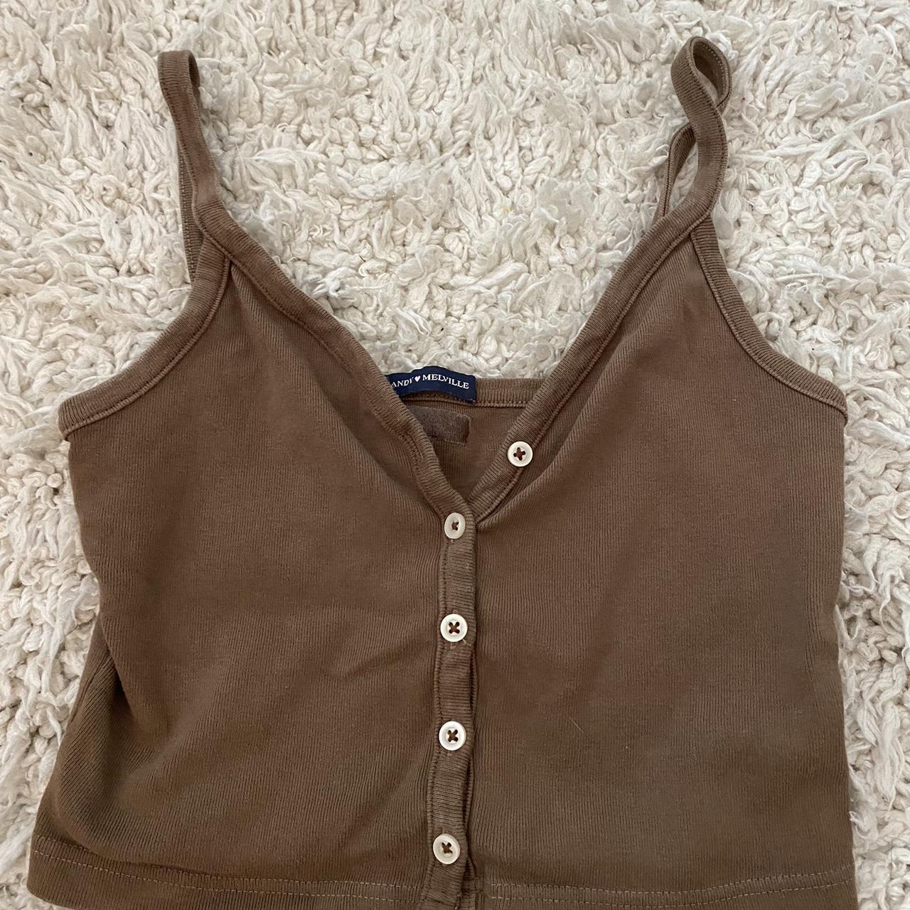 brown button up brandy tank! super cute! - Depop