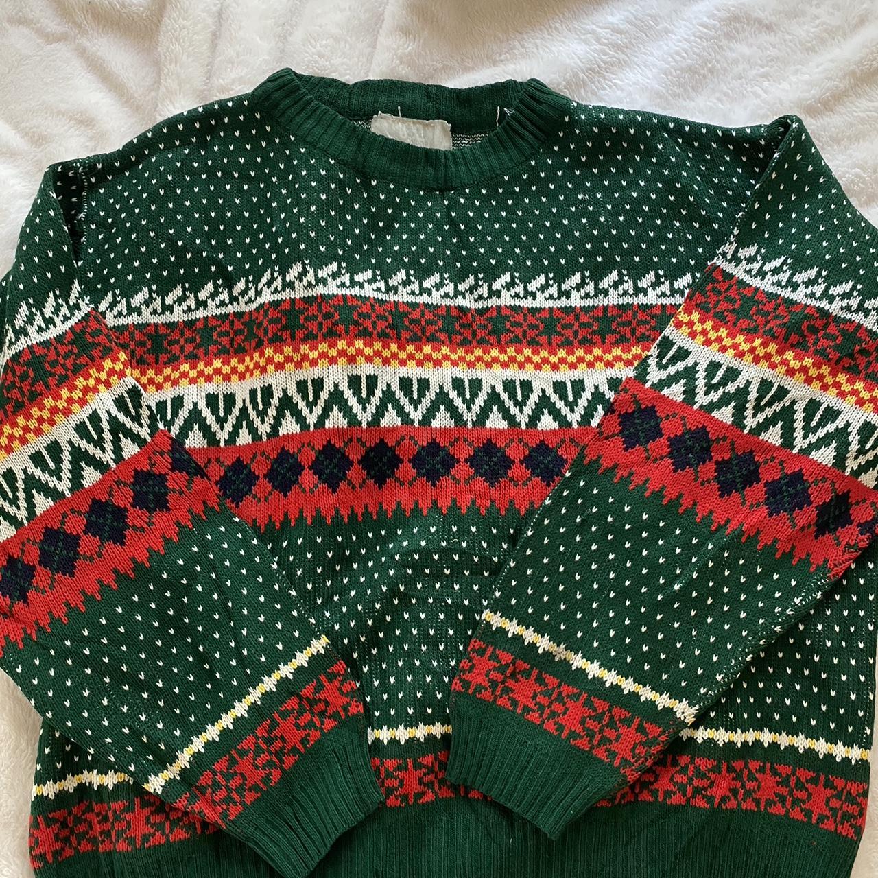 Vintage red and green sweater perfect for Christmas - Depop