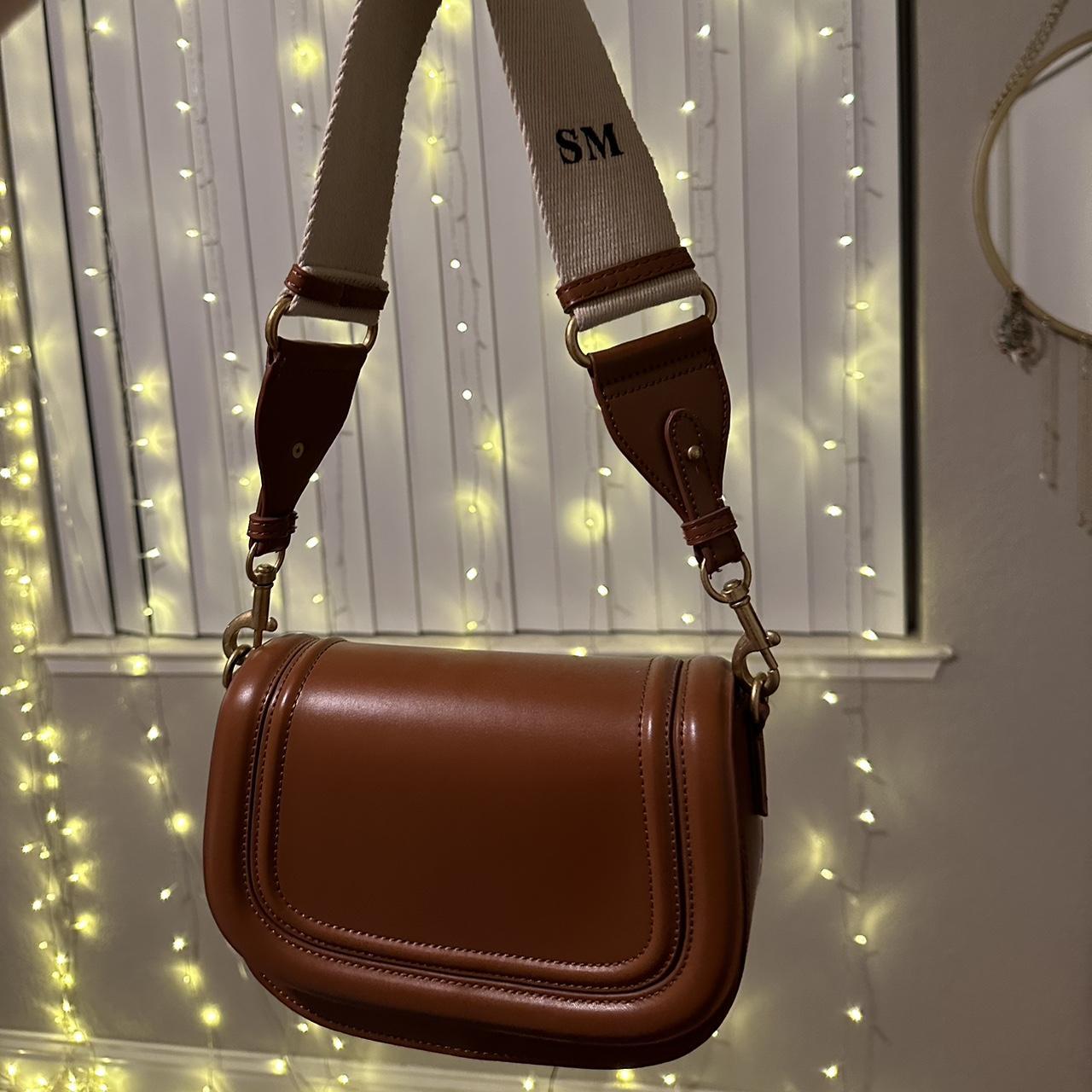 ZARA purse with letters “SM” stitched in black - Depop