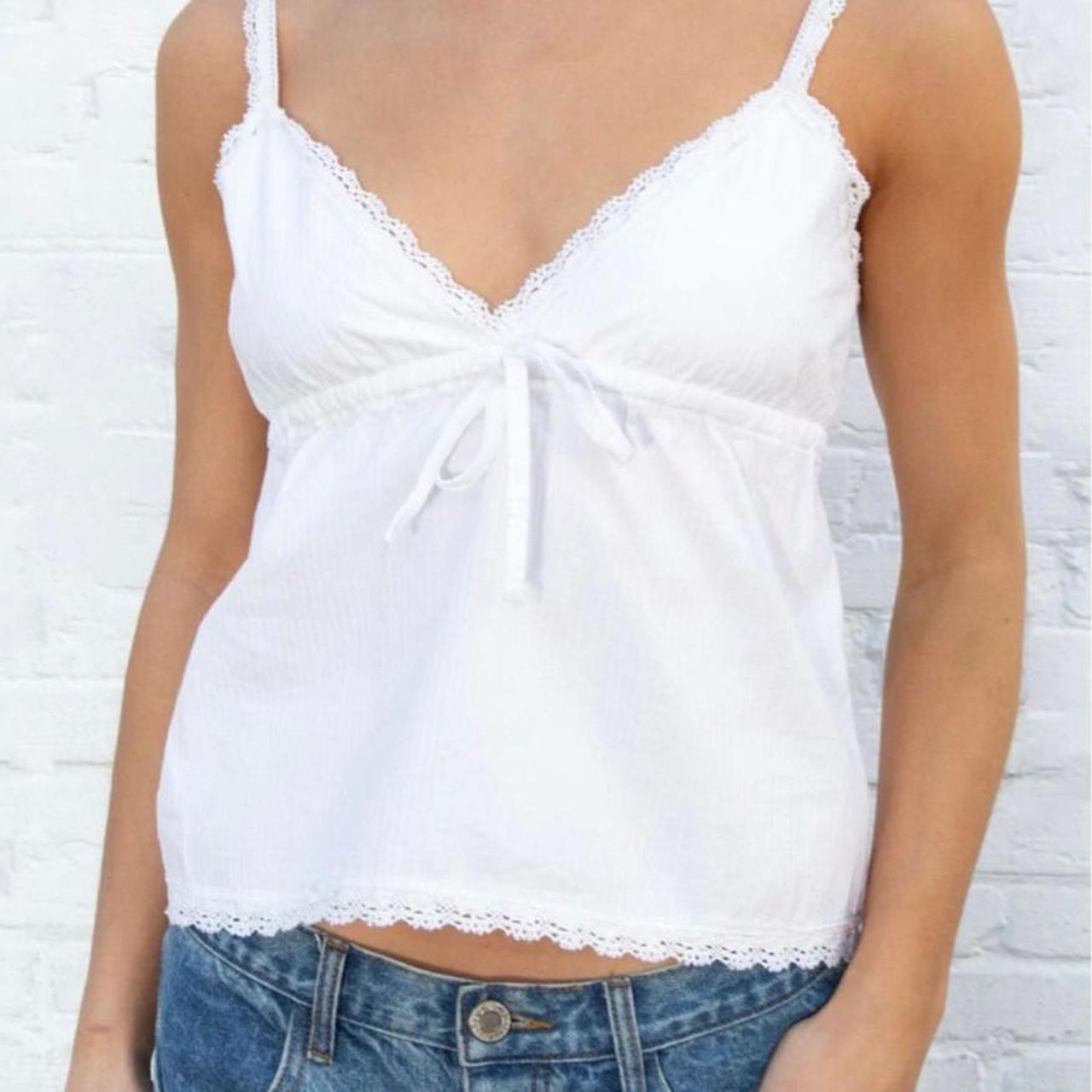 Brandy Melville Edith cotton lace tank -in good... - Depop