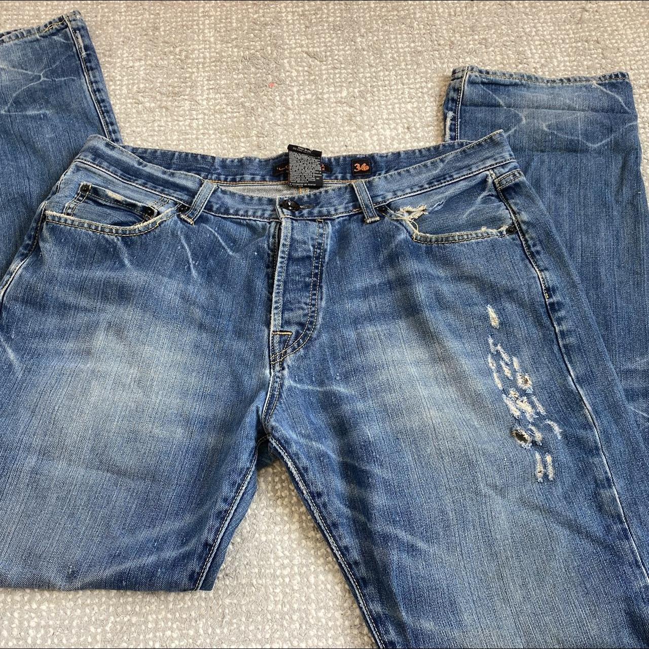 Ed Hardy Men's Blue and Yellow Jeans | Depop