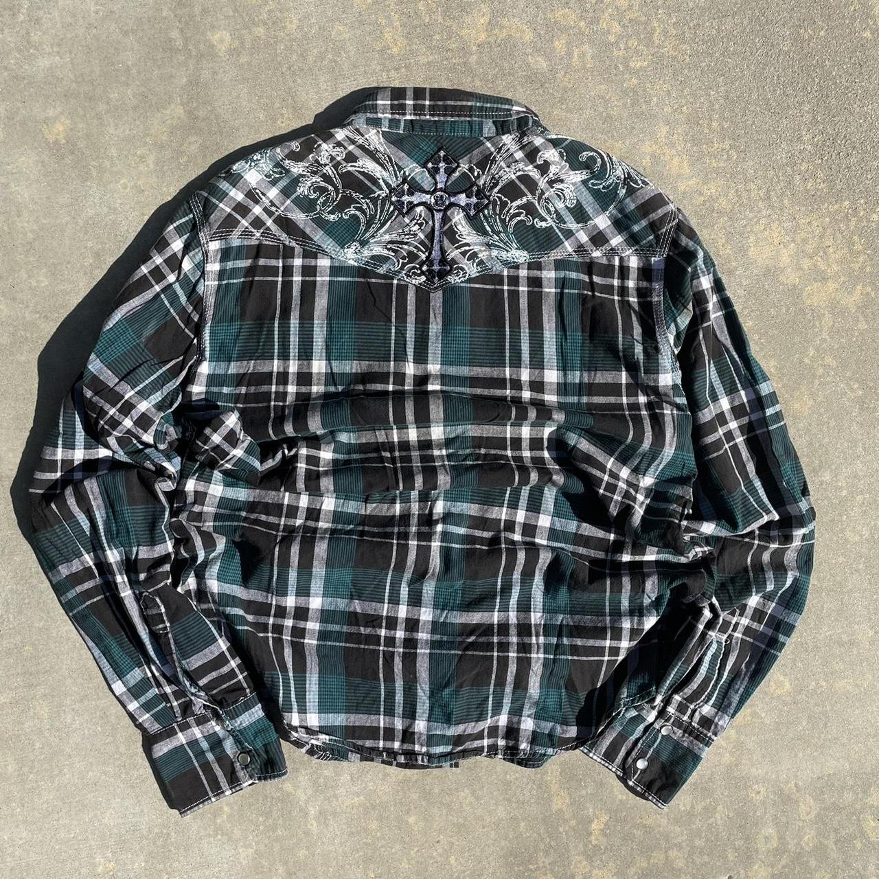 2000s Y2K affliction style cemetery core plaid... | Depop