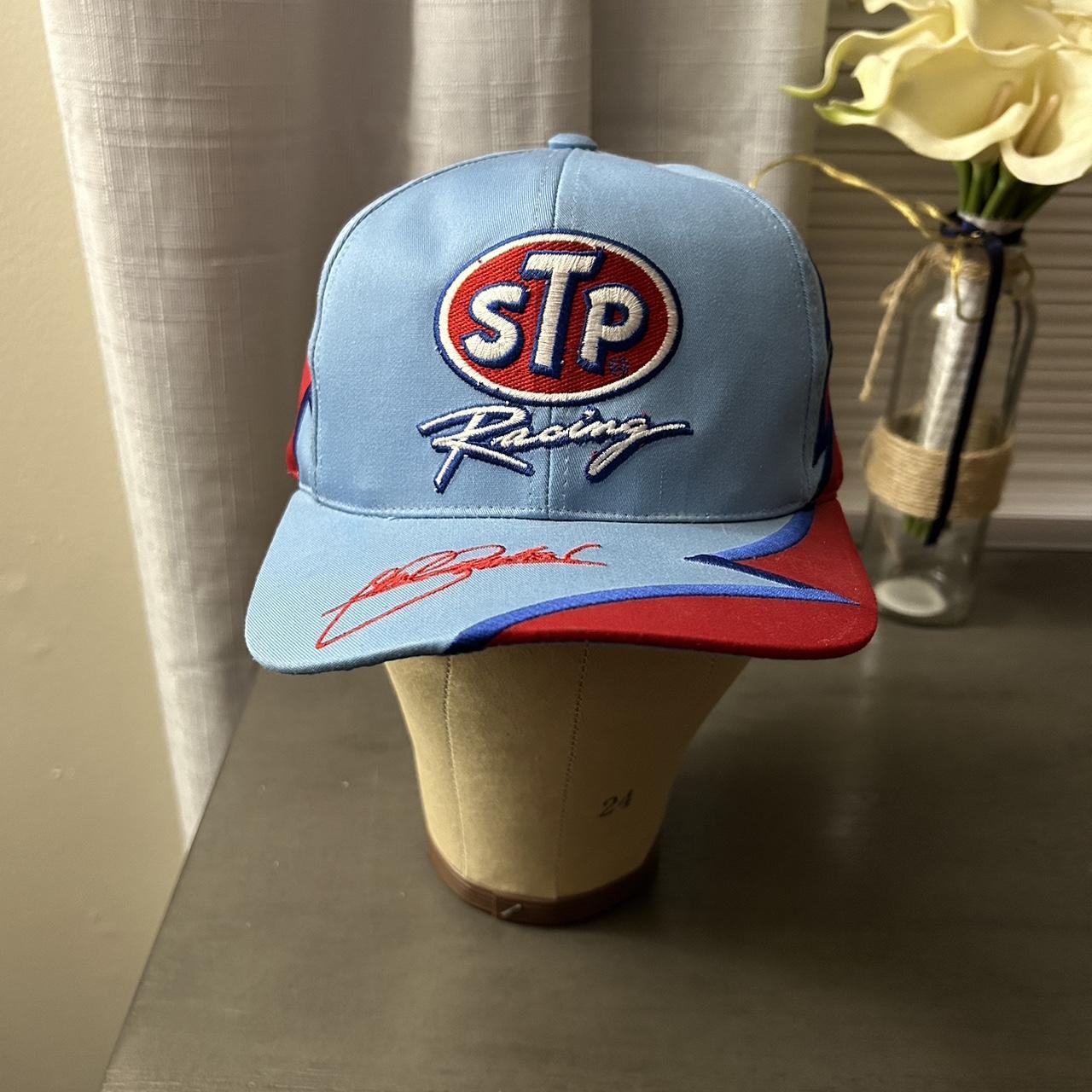 Blue and red STP Racing snapback hat - Depop