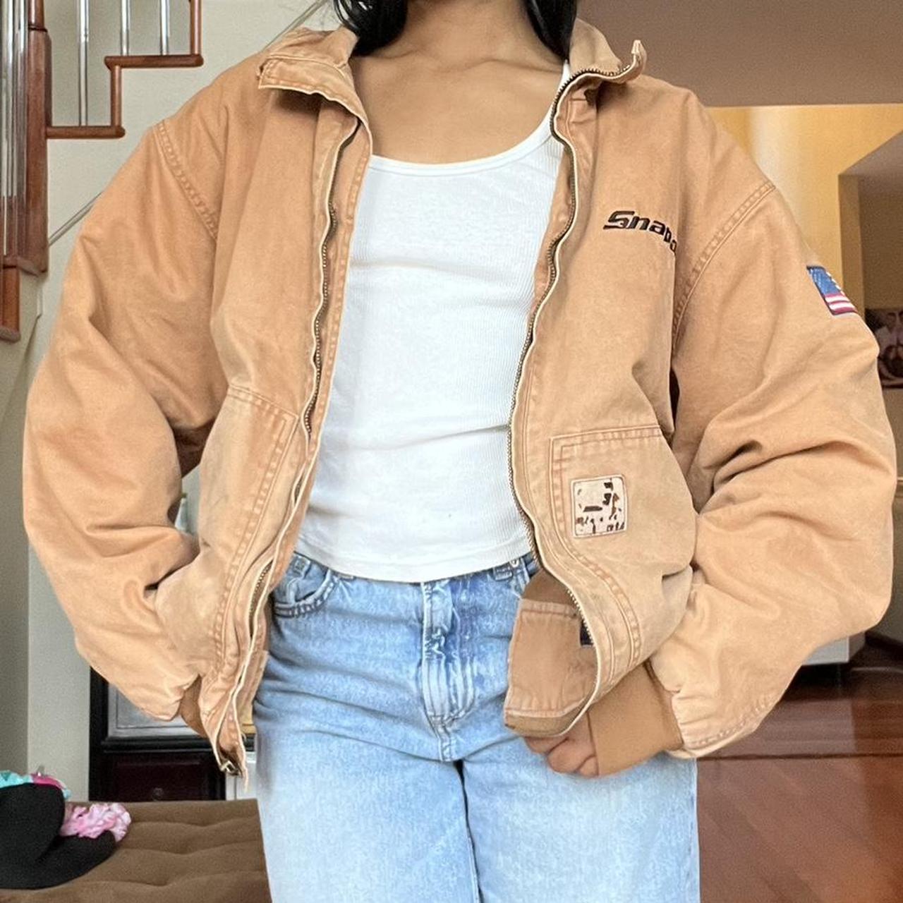 Snap-On Men’s Oversized Brown Quilted Tools... - Depop