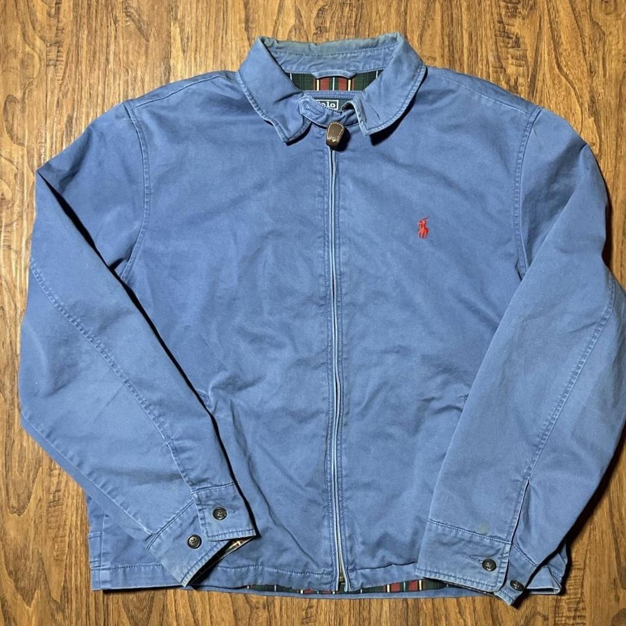 Vintage Blue Polo jacket with plaid liner L 23 in... - Depop