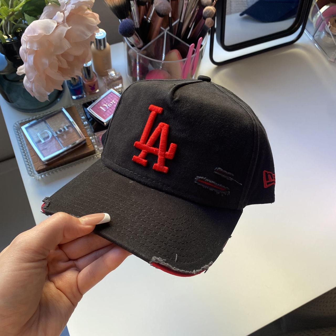 black red distressed la dodgers new era - Depop