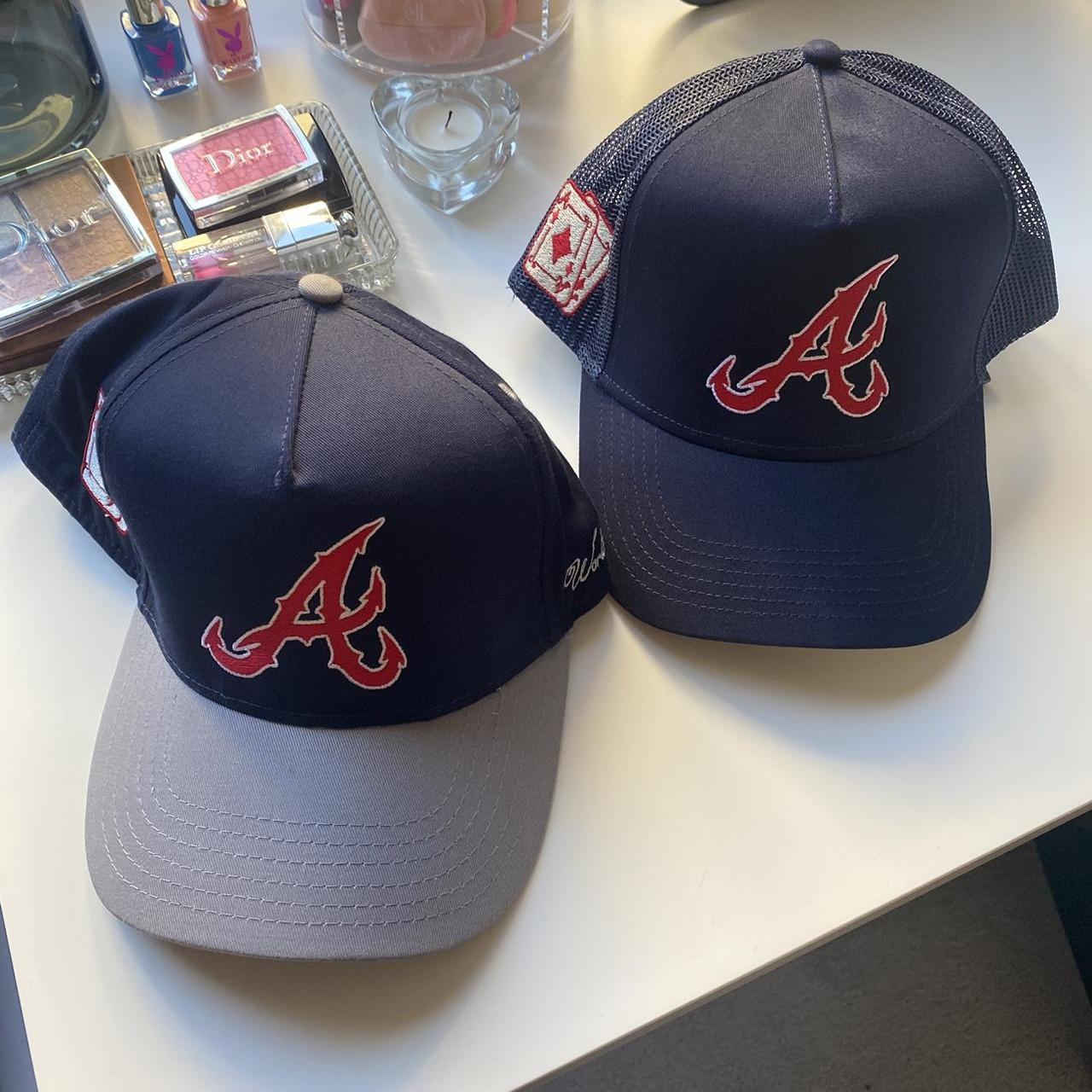 atlanta braves CUSTOM hats one has world series on... - Depop