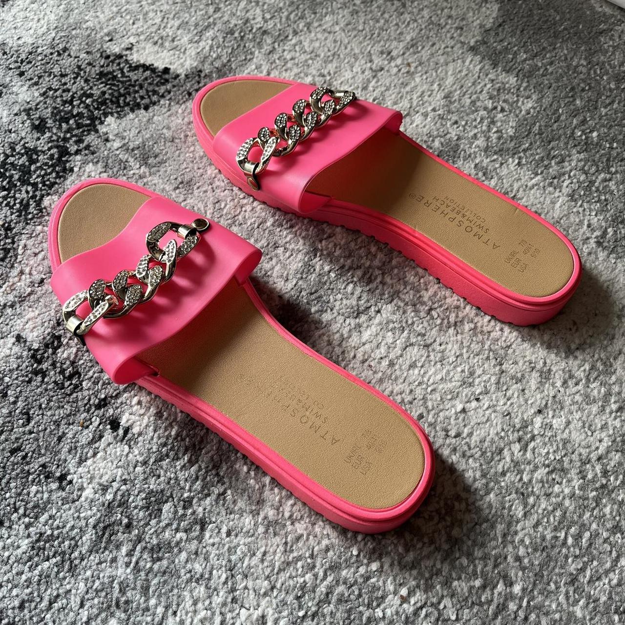 Atmosphere (Primark), Pink Sliders with Chain... - Depop