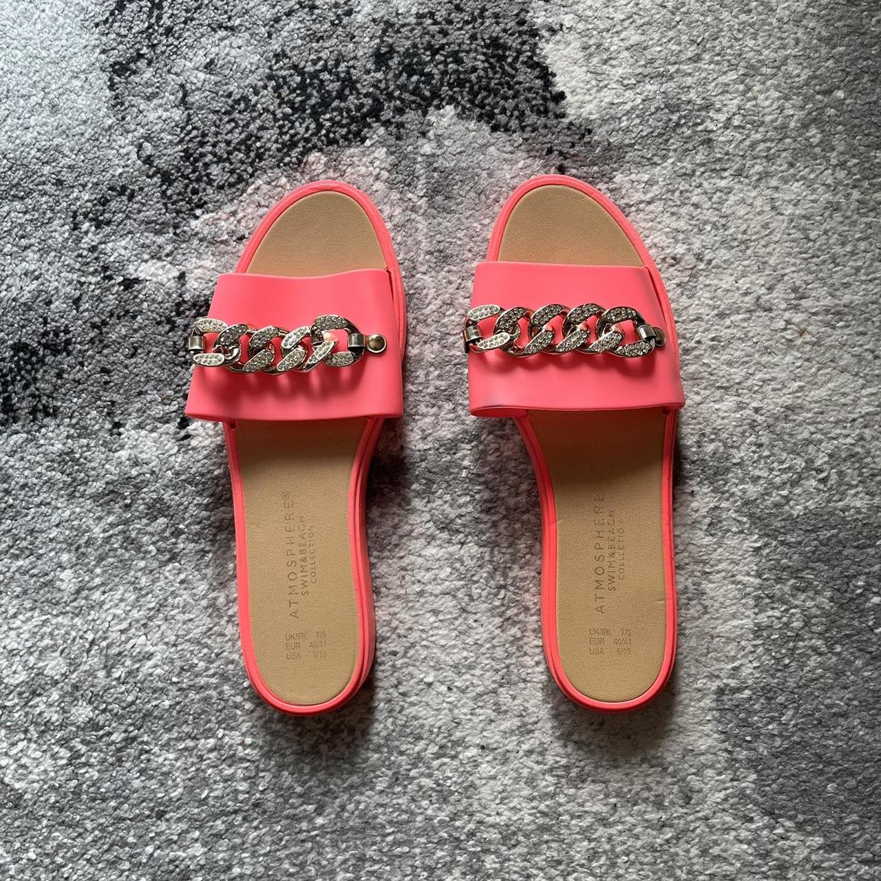 Atmosphere (Primark), Pink Sliders with Chain... - Depop