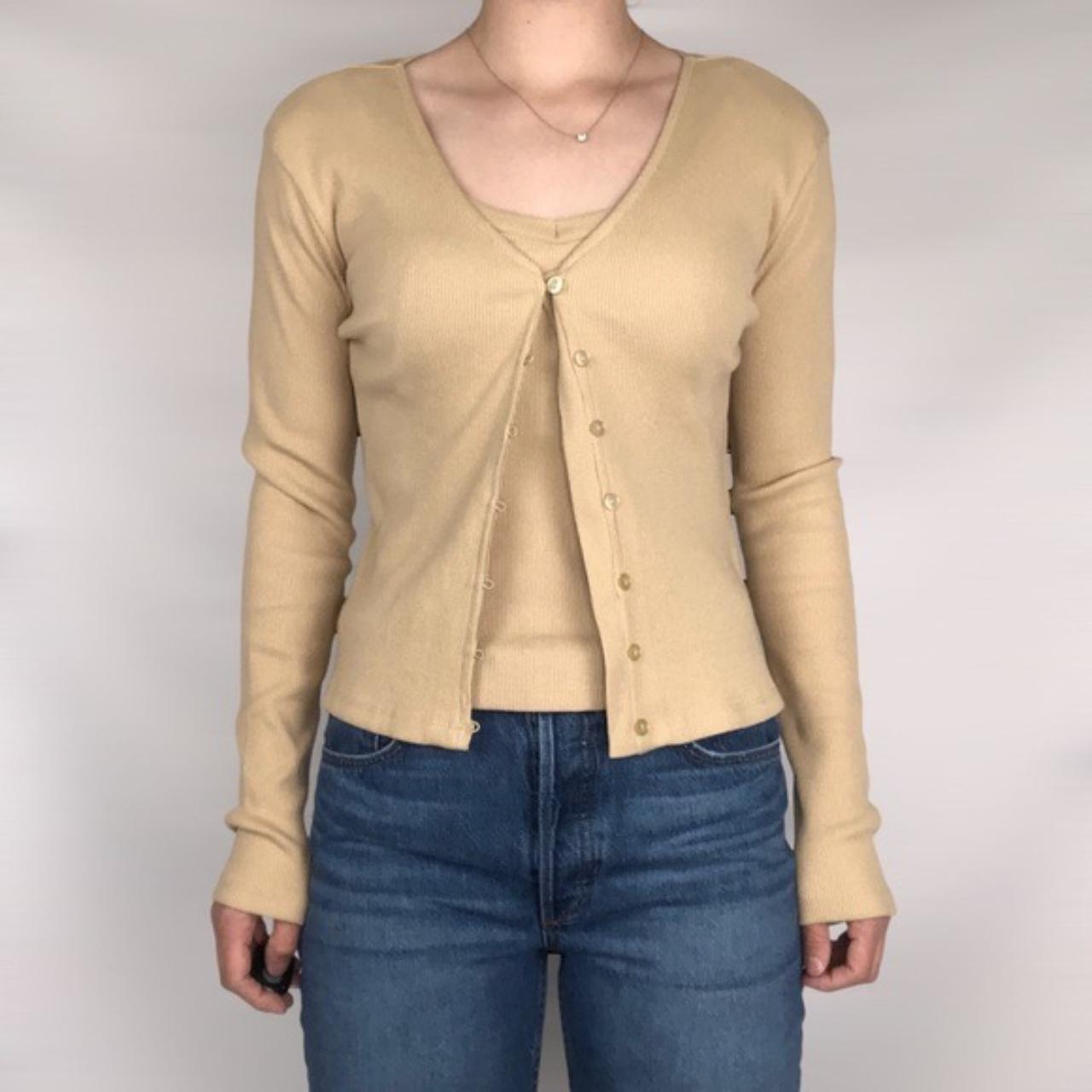 Bagatelle Collection Ribbed Cardigan Tank Set In... - Depop