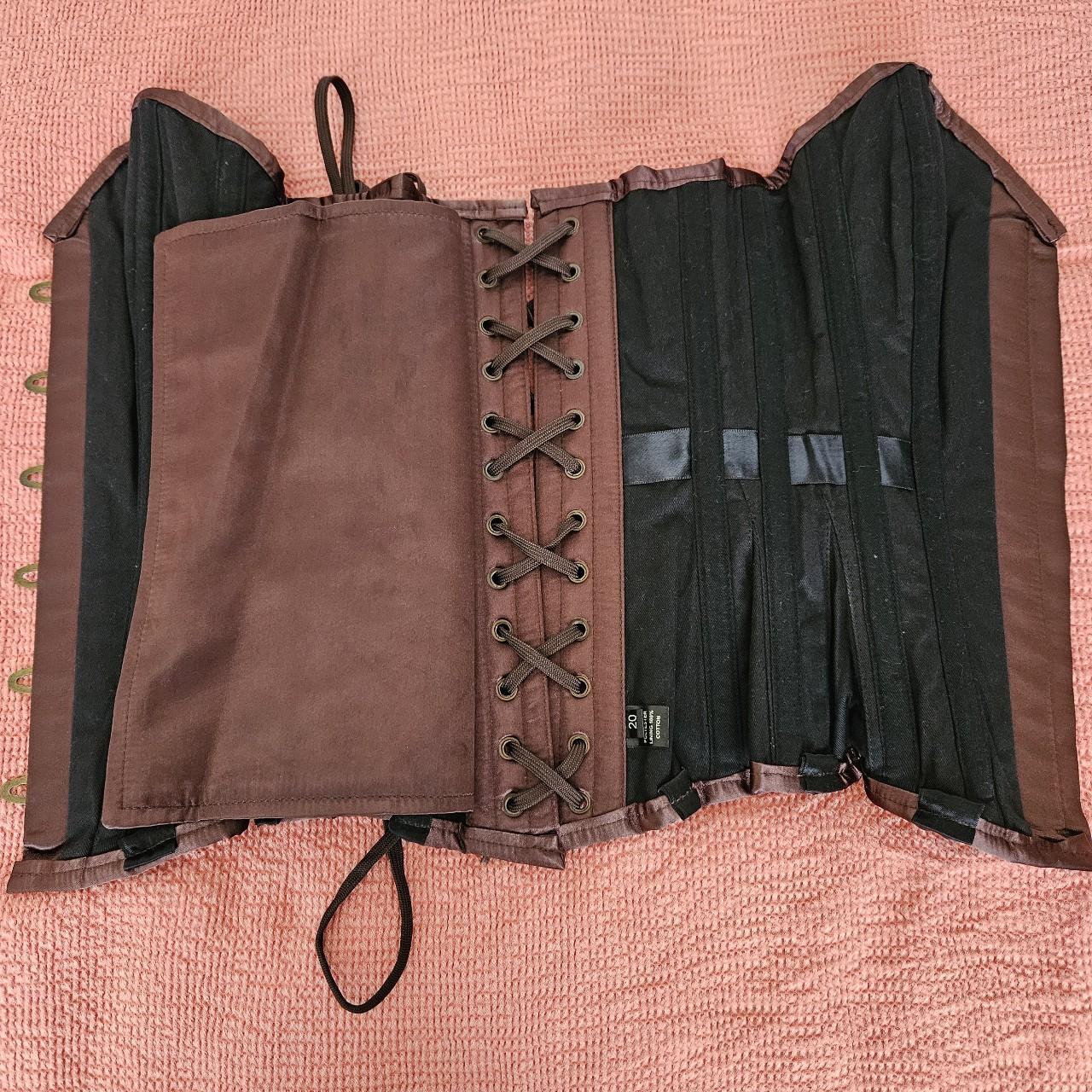 Brown Corset -Real corset with hooks in front and... - Depop