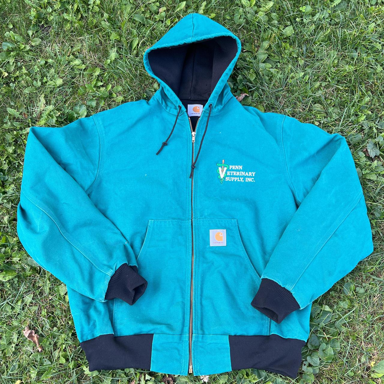 Teal Carhartt jacket. The color looks a little wonky... - Depop
