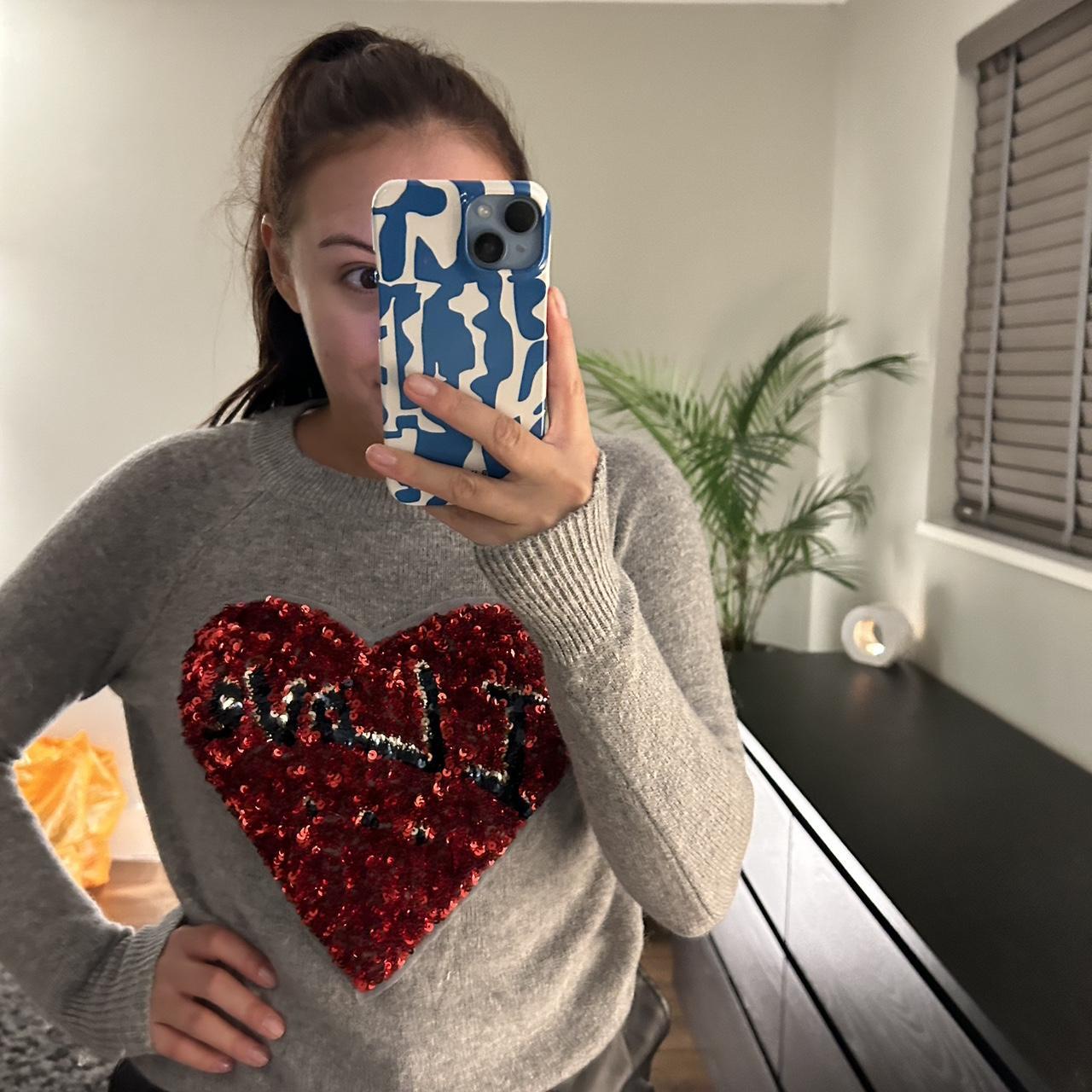 H&M ️ Love heart sequinned jumper Great condition... - Depop