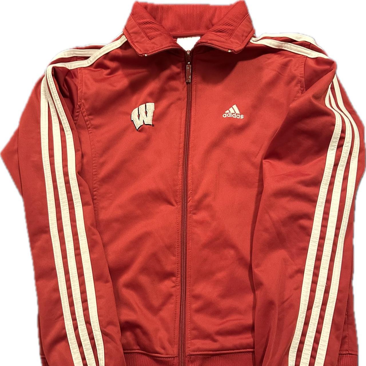 wisconsin x adidas jacket men’s small but fits like... - Depop