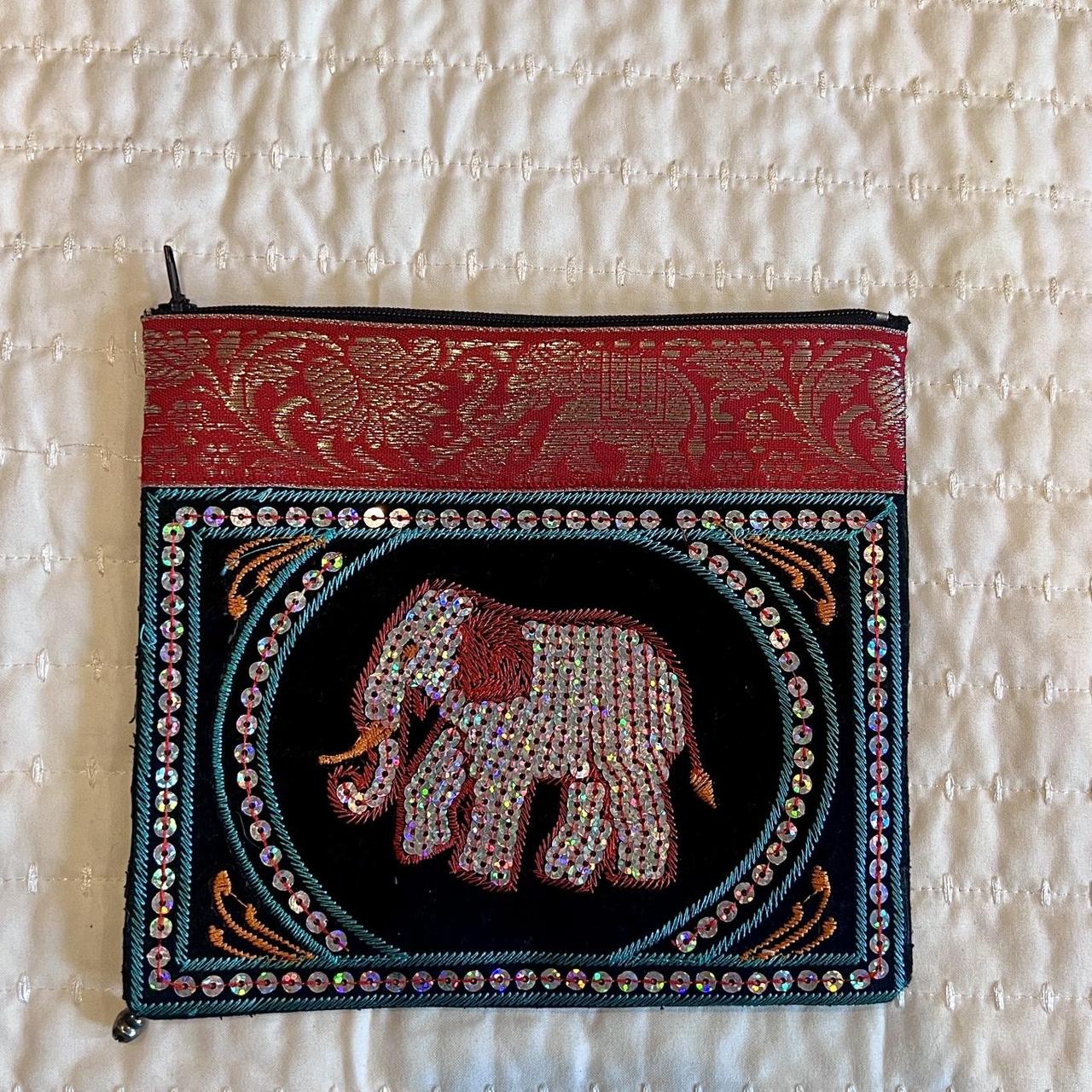 Sequin Elephant Zip Bag - length: 6.5 inches -... - Depop
