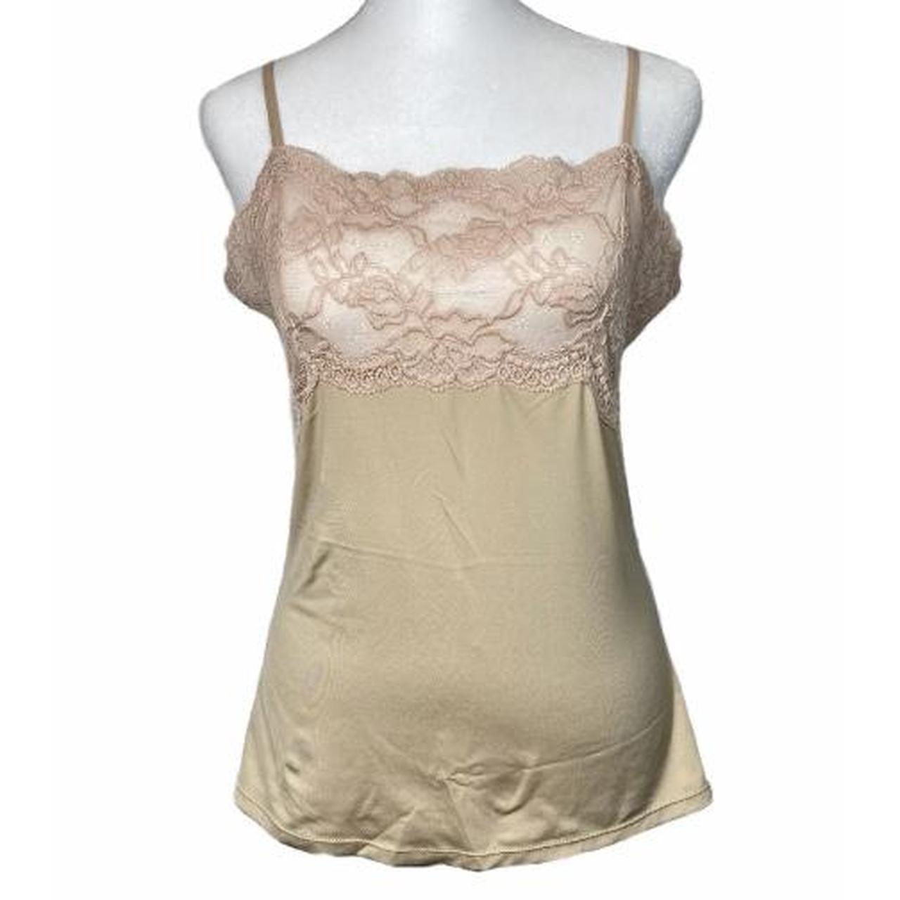 Jones New York Beige Cami Tank top with Lace... - Depop