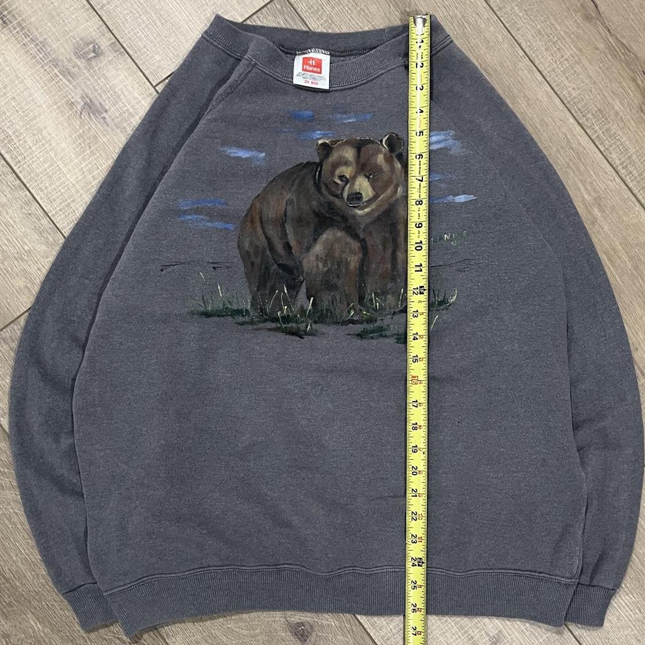 Vintage 90s Nature Bear Painting Graphic Hanes... | Depop