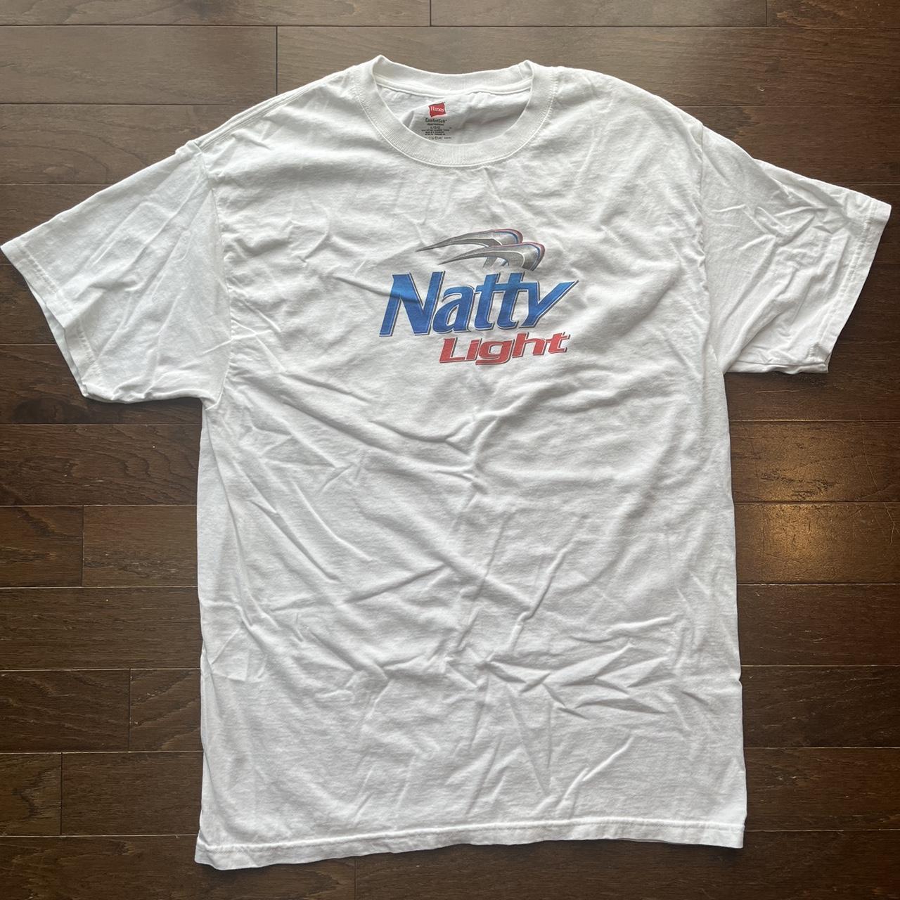 Natty Light graphic tee. Solid Condition - Depop