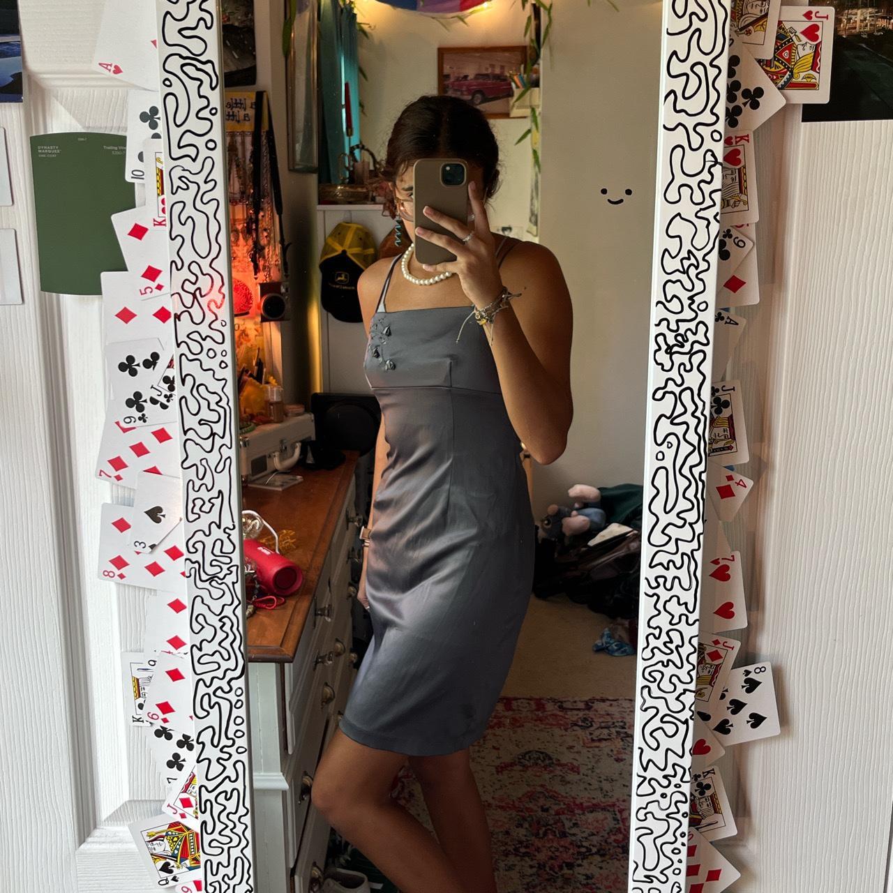 Y2K Grey Midi Dress w/ Flower Details