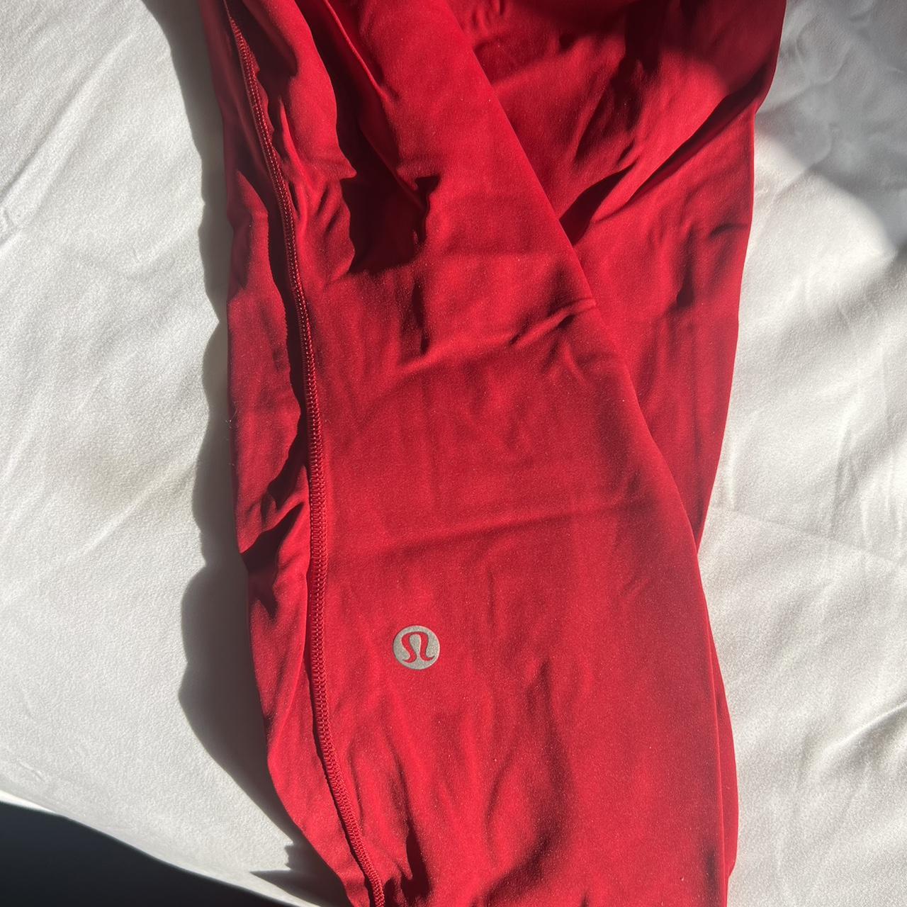 Bright red lululemon leggings size 4, worn once,... - Depop