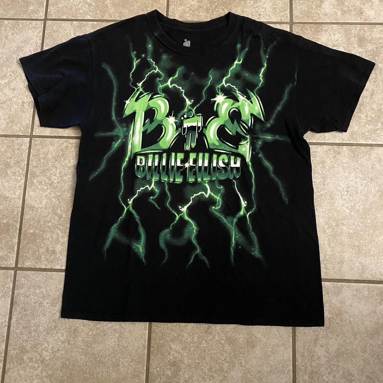 00s Billie Eilish Lightning Merch T-shirt Chest:... - Depop