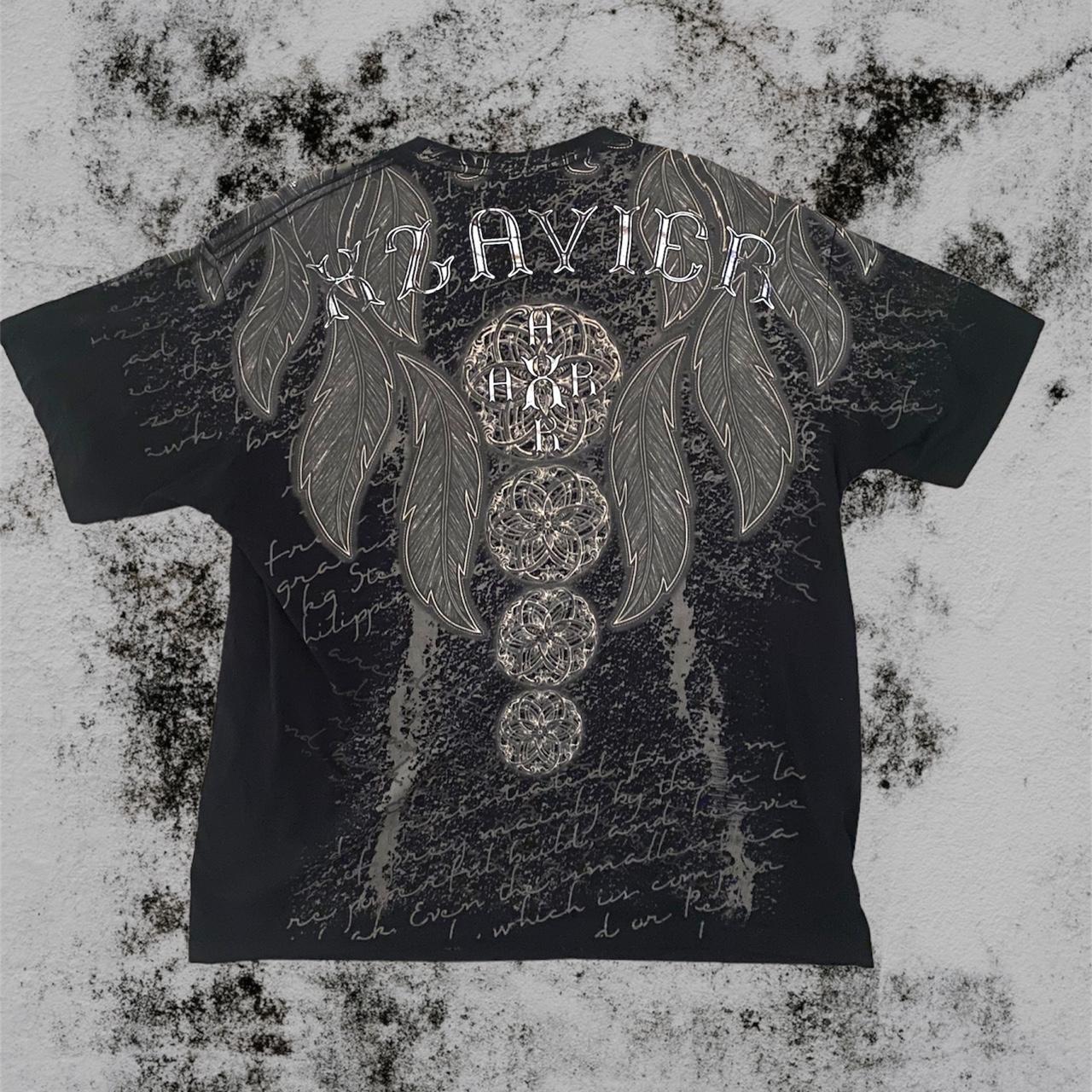 AXR Xzavier Affliction Style T-Shirt embellished... - Depop