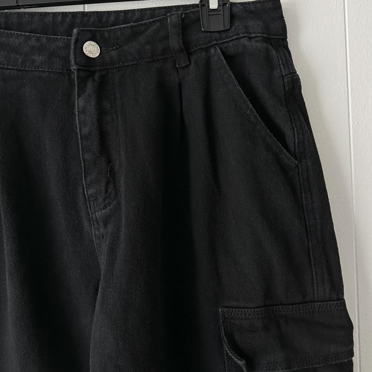 Shein black denim wide legged wake embroidered... - Depop