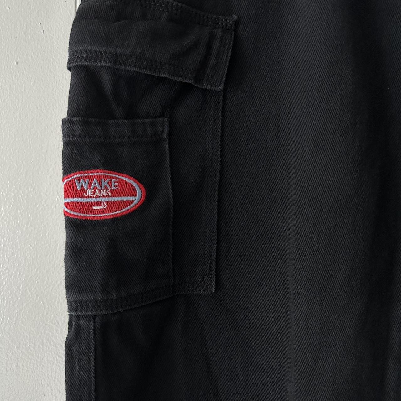 Shein black denim wide legged wake embroidered... - Depop