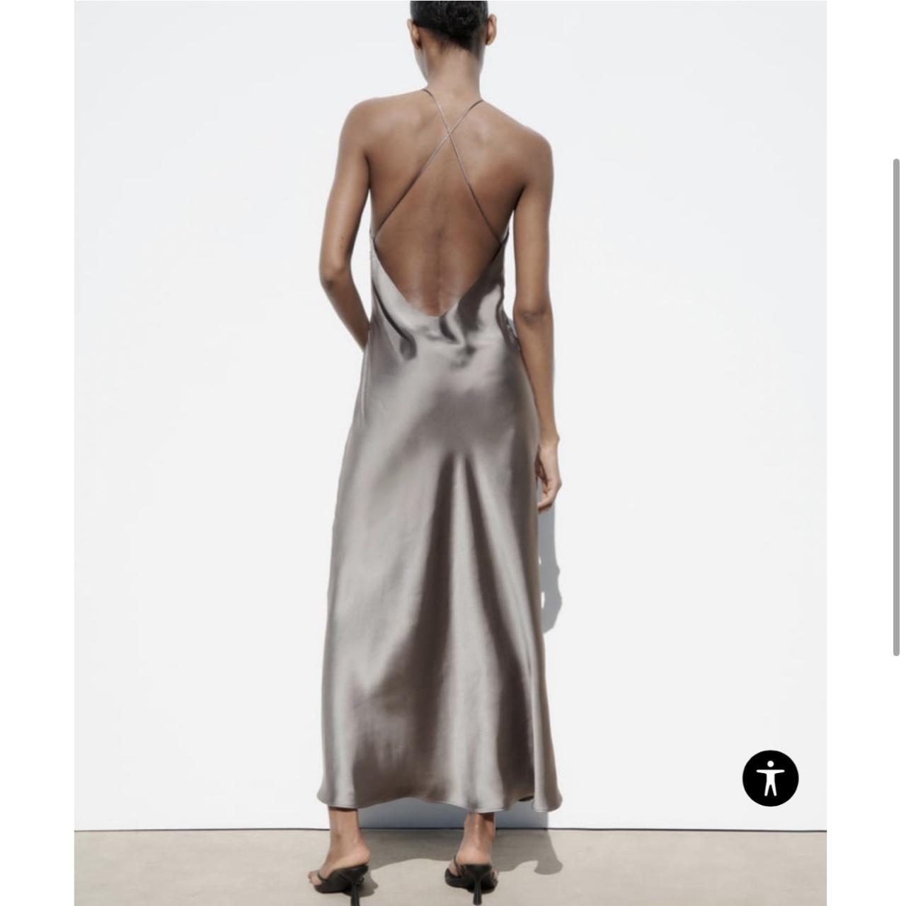 Zara Women's Grey and Silver Dress | Depop