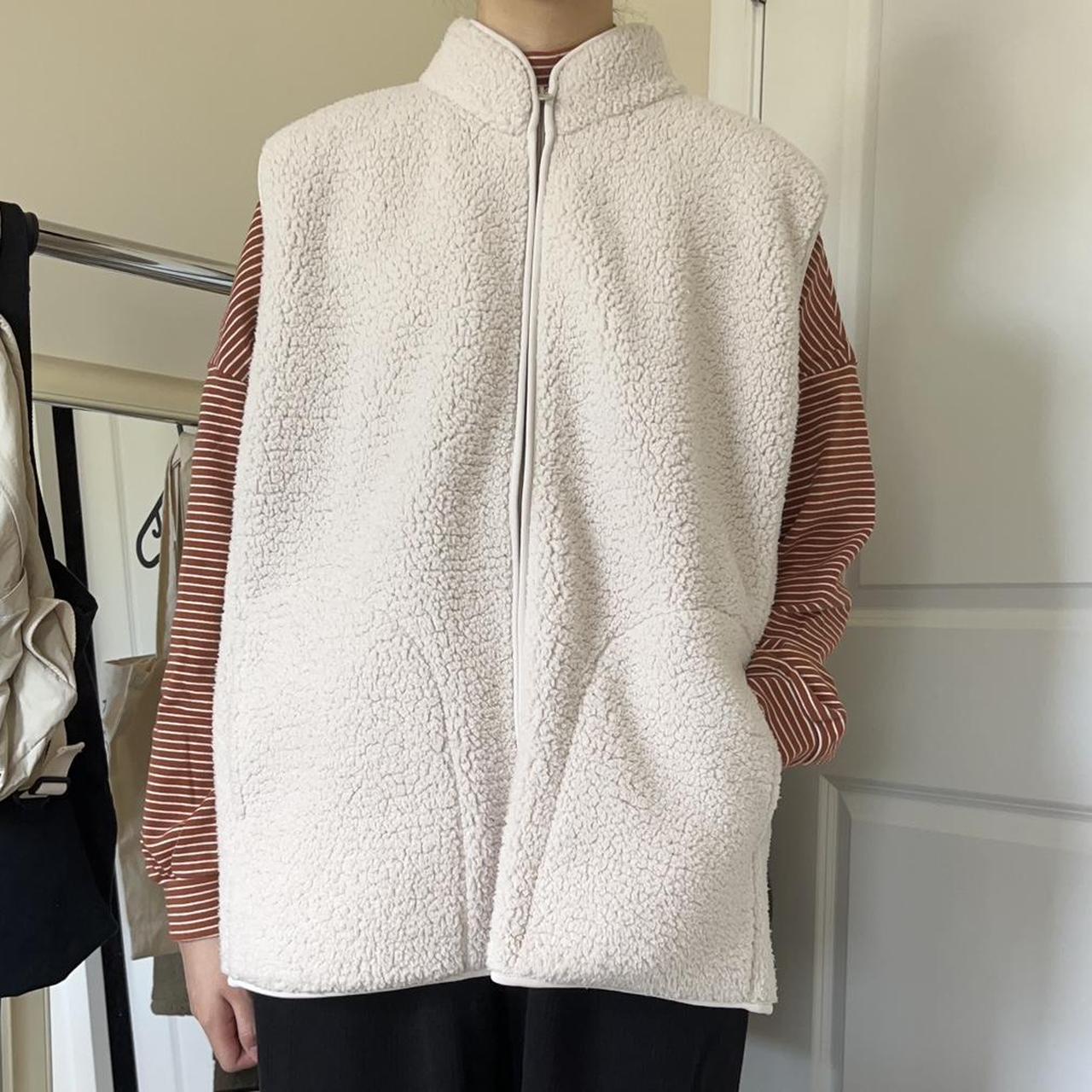 muji sherpa vest 🌿 cream color. only worn once. has... - Depop