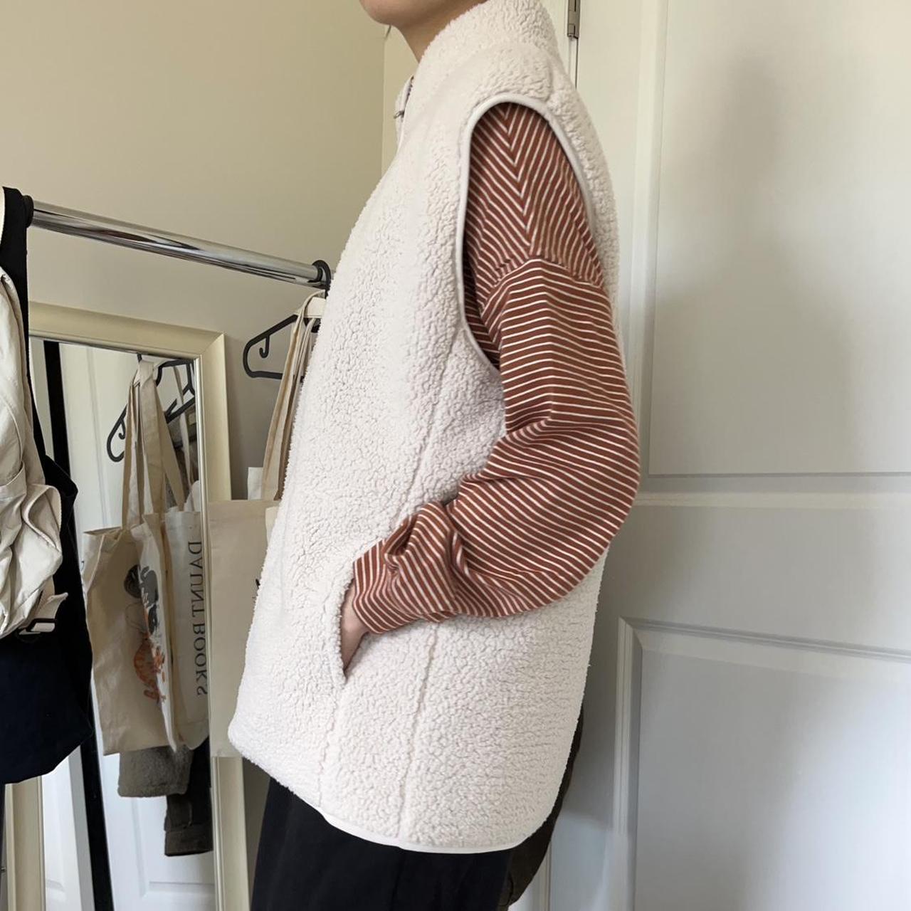 muji sherpa vest 🌿 cream color. only worn once. has... - Depop