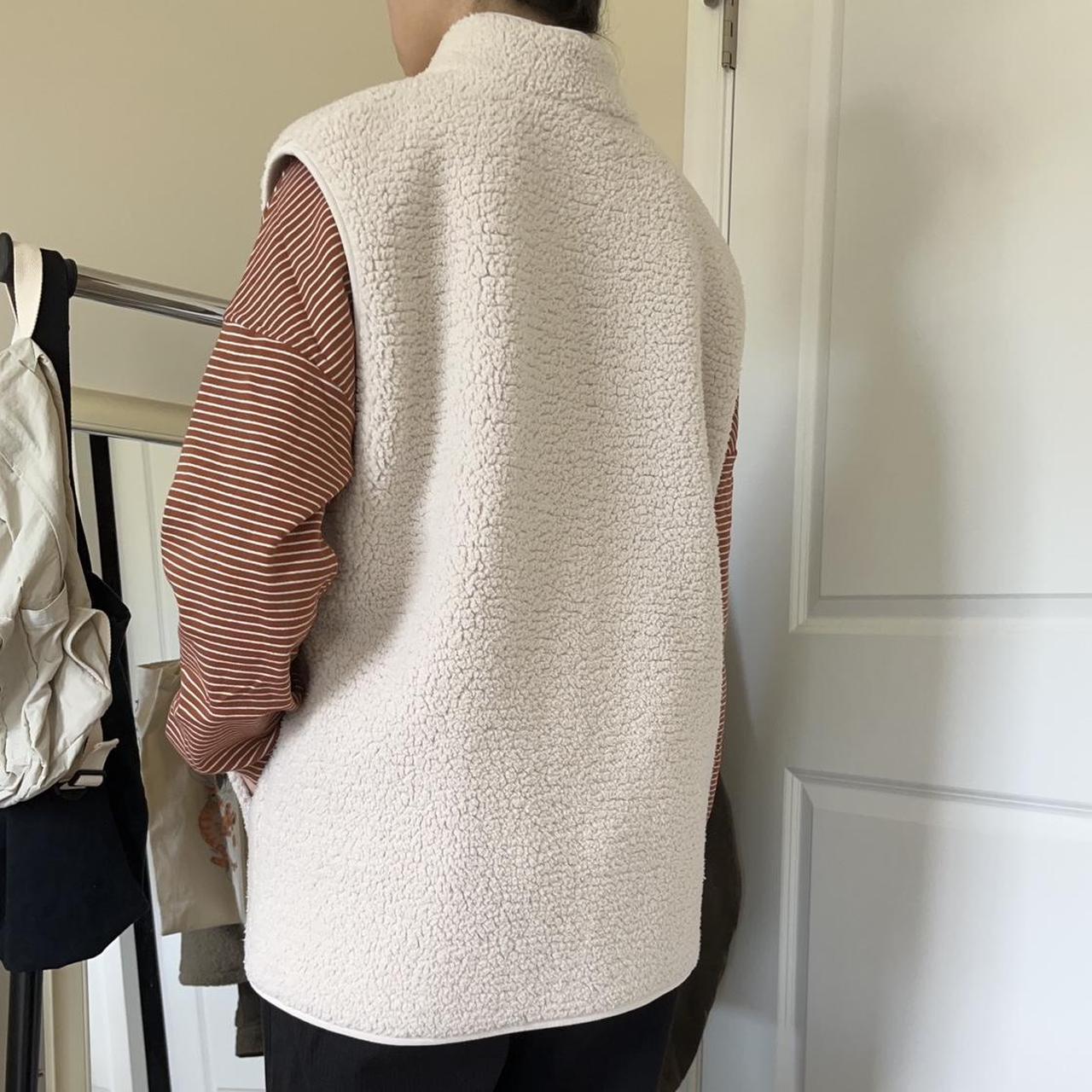 muji sherpa vest 🌿 cream color. only worn once. has... - Depop