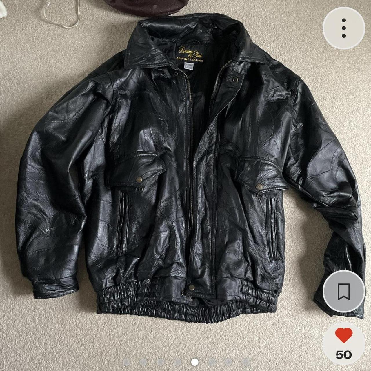 The coolest black REAL vintage leather jacket. 100%... - Depop