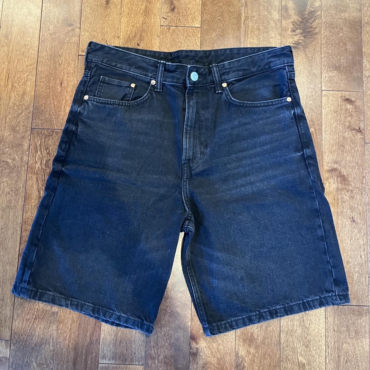Nice wide fit black denim jean short jorts clean... - Depop