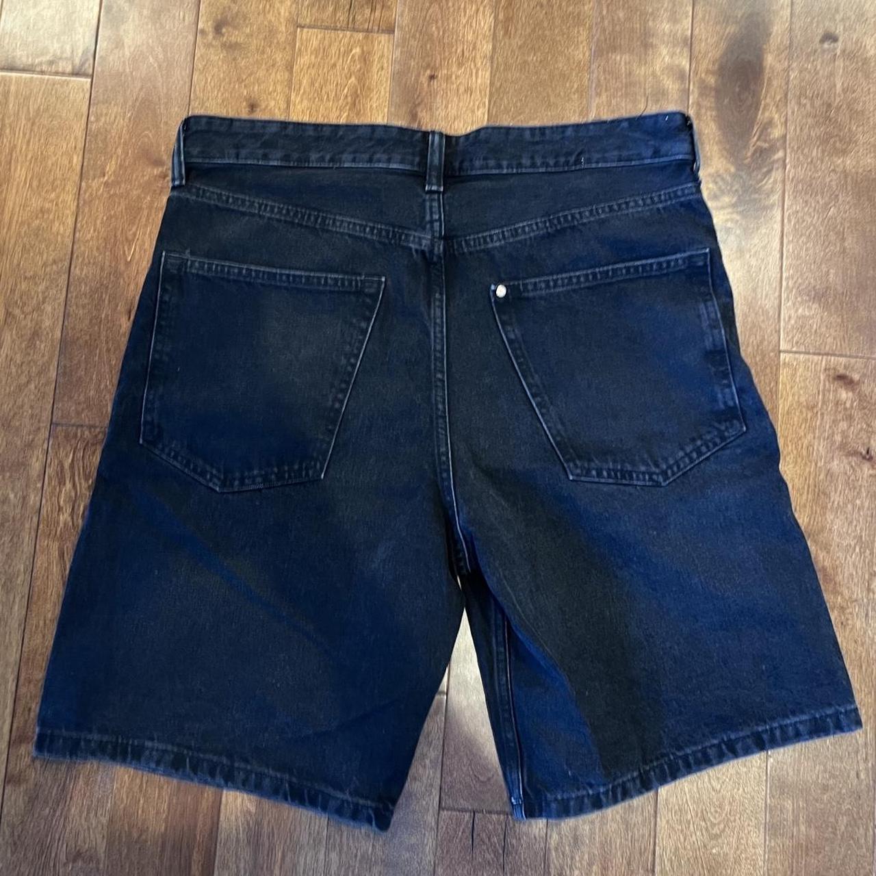 Nice wide fit black denim jean short jorts clean... - Depop