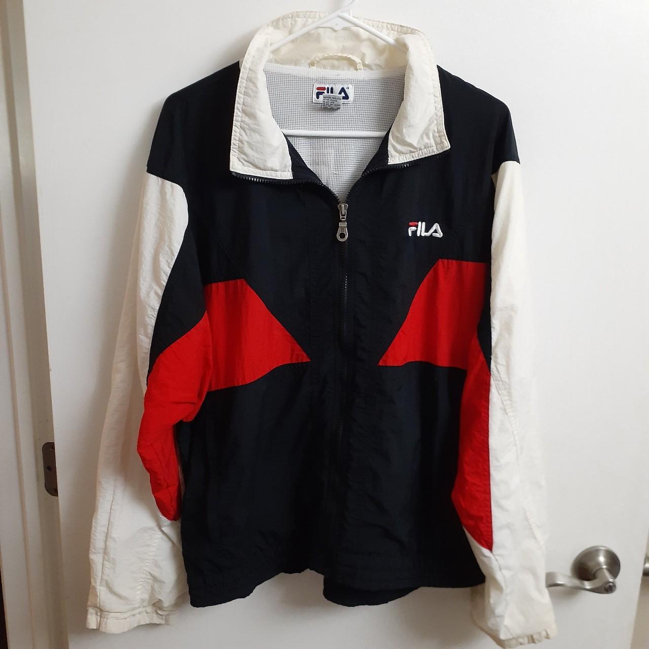 Vintage Fila Brand Nylon Jacket Full zip-up front... - Depop
