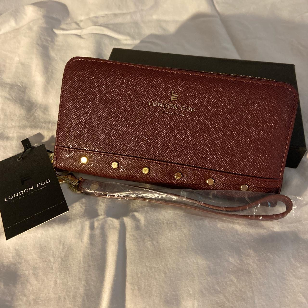 London Fog Samantha Studded Zip-Around Wristlet... - Depop