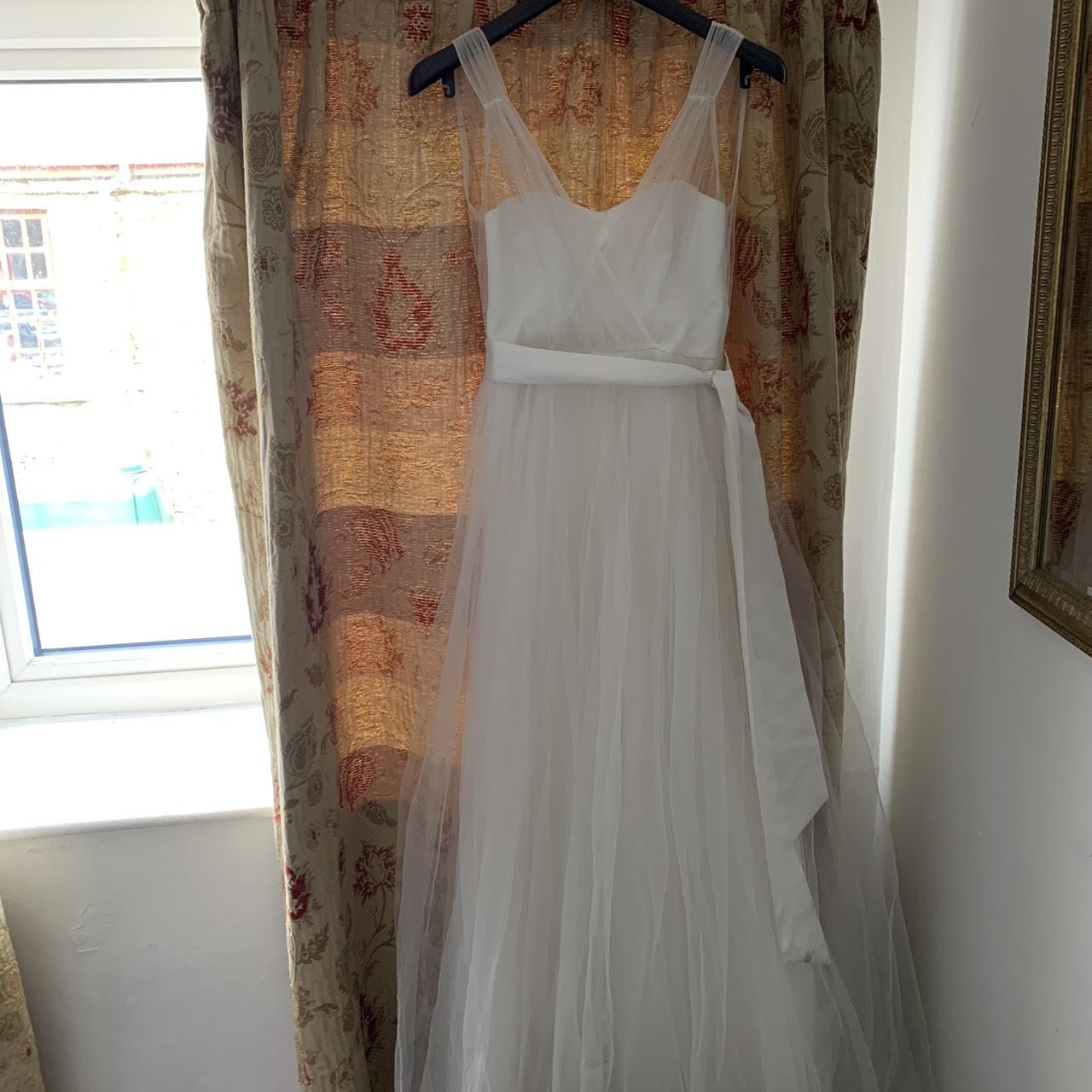 Beautiful elegant wedding dress, satin under dress... | Depop