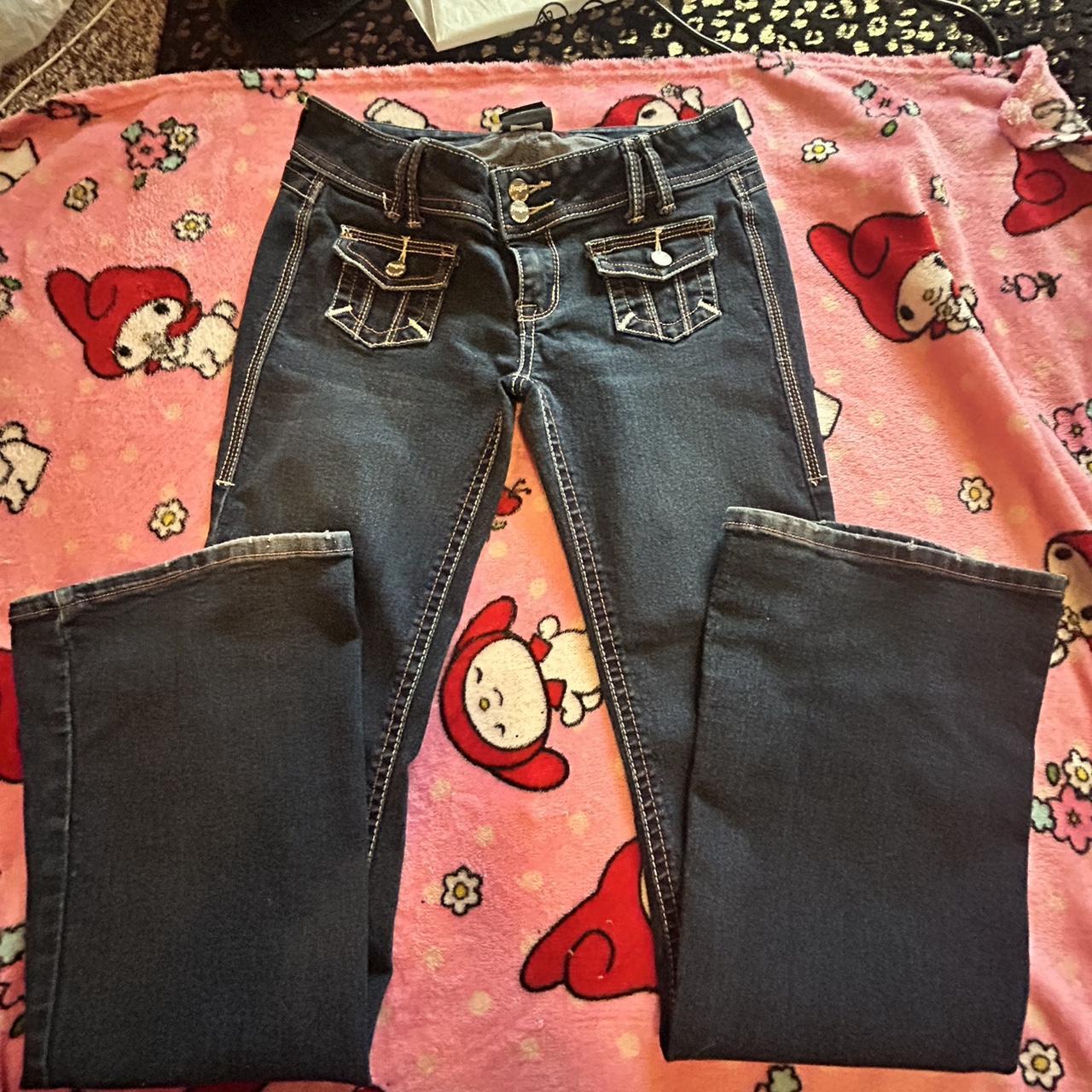 Fragile brand y2k low rise flare jeans (size 3, true... | Depop