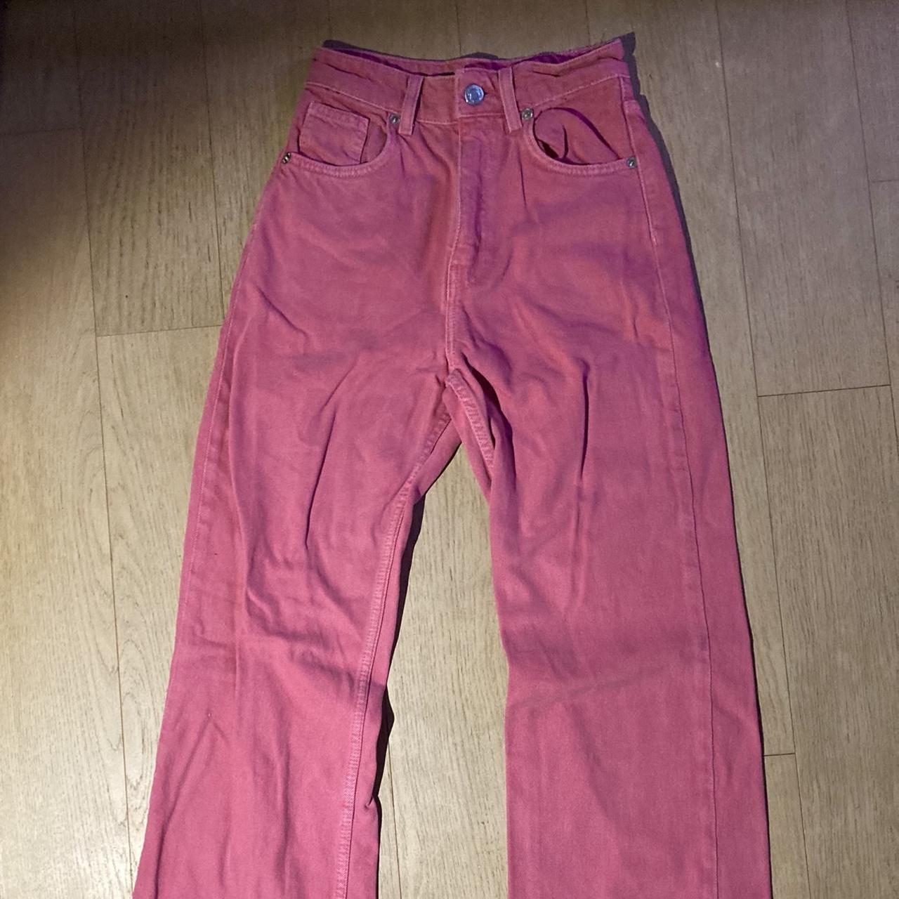 ZARA Hot Pink High Waisted Wide Leg Jeans Worn a... - Depop