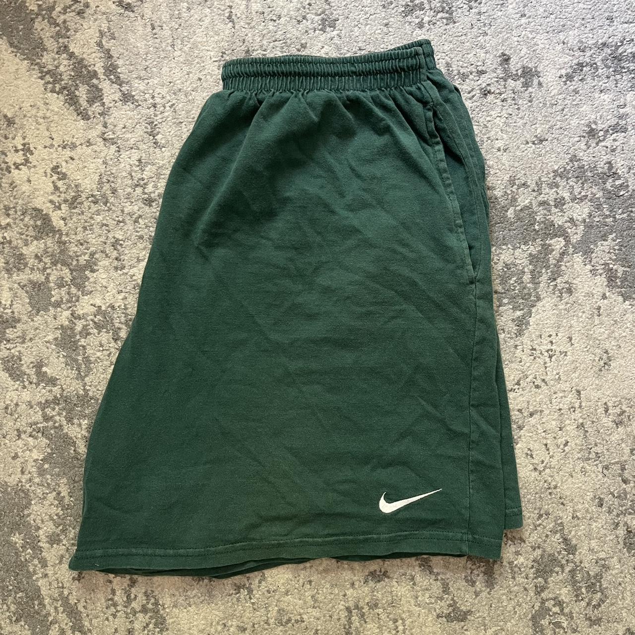Vintage 90s Nike cotton shorts in a forest green... - Depop