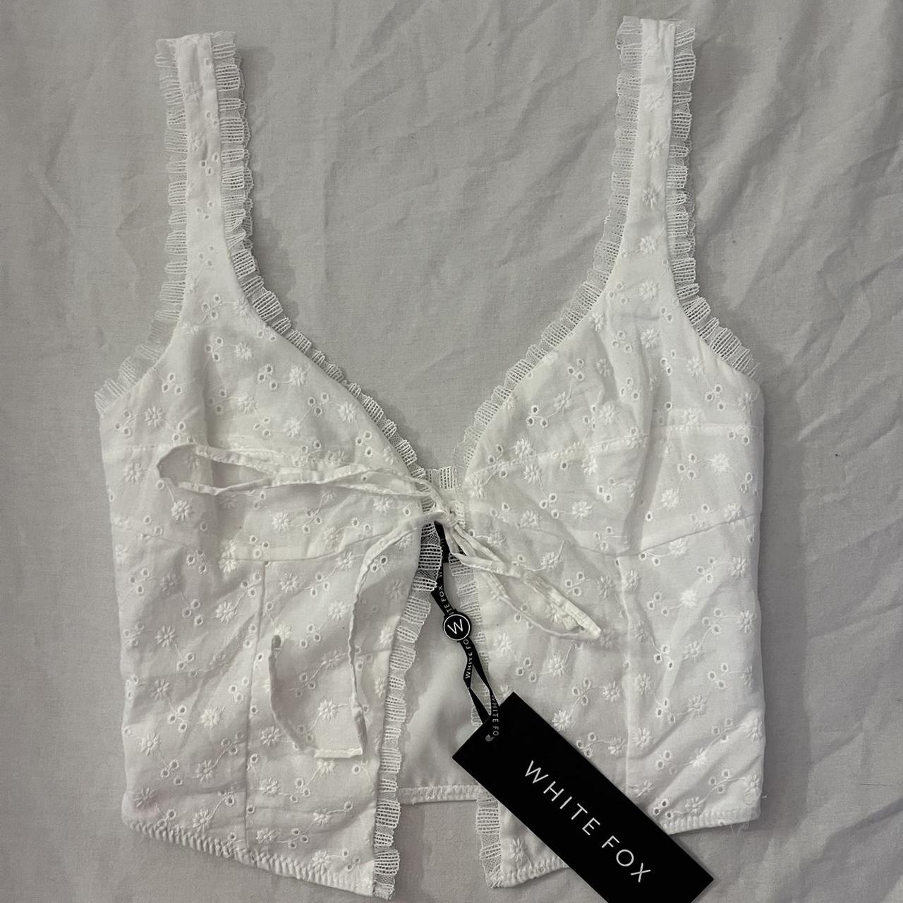 where have you been top white - white fox size - au... - Depop