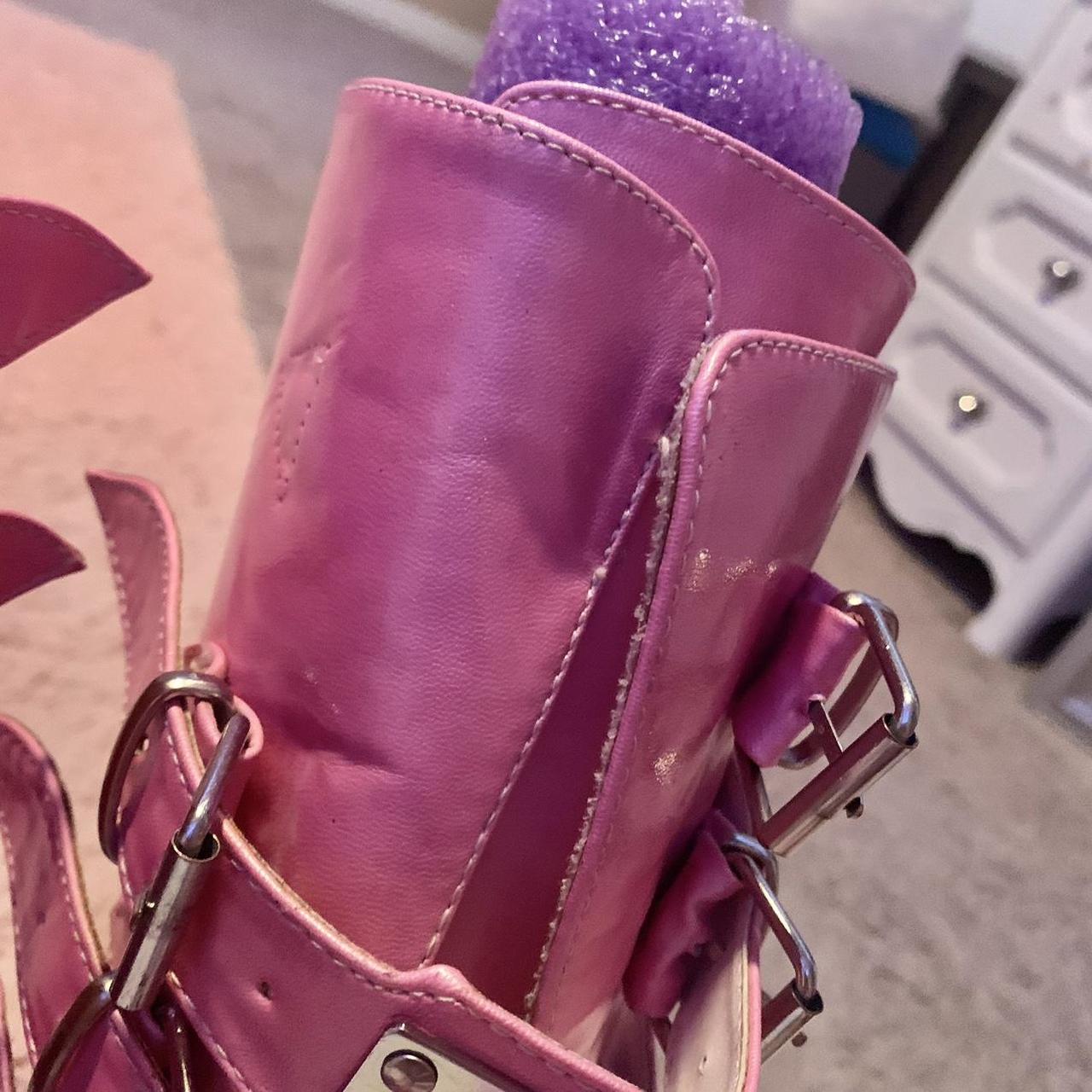 Authentic Demonia pink heel buckle straps platform... - Depop