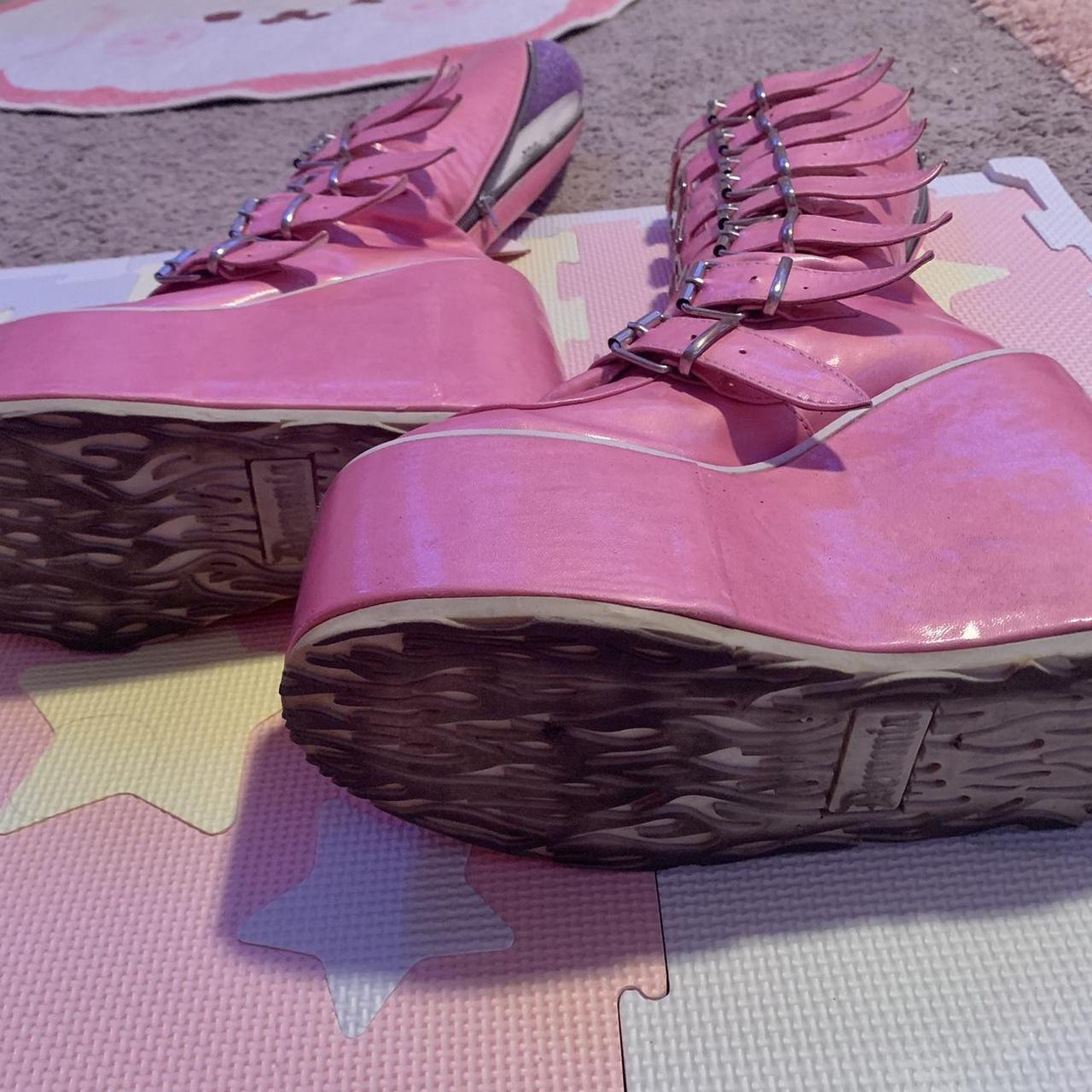 Authentic Demonia pink heel buckle straps platform... - Depop